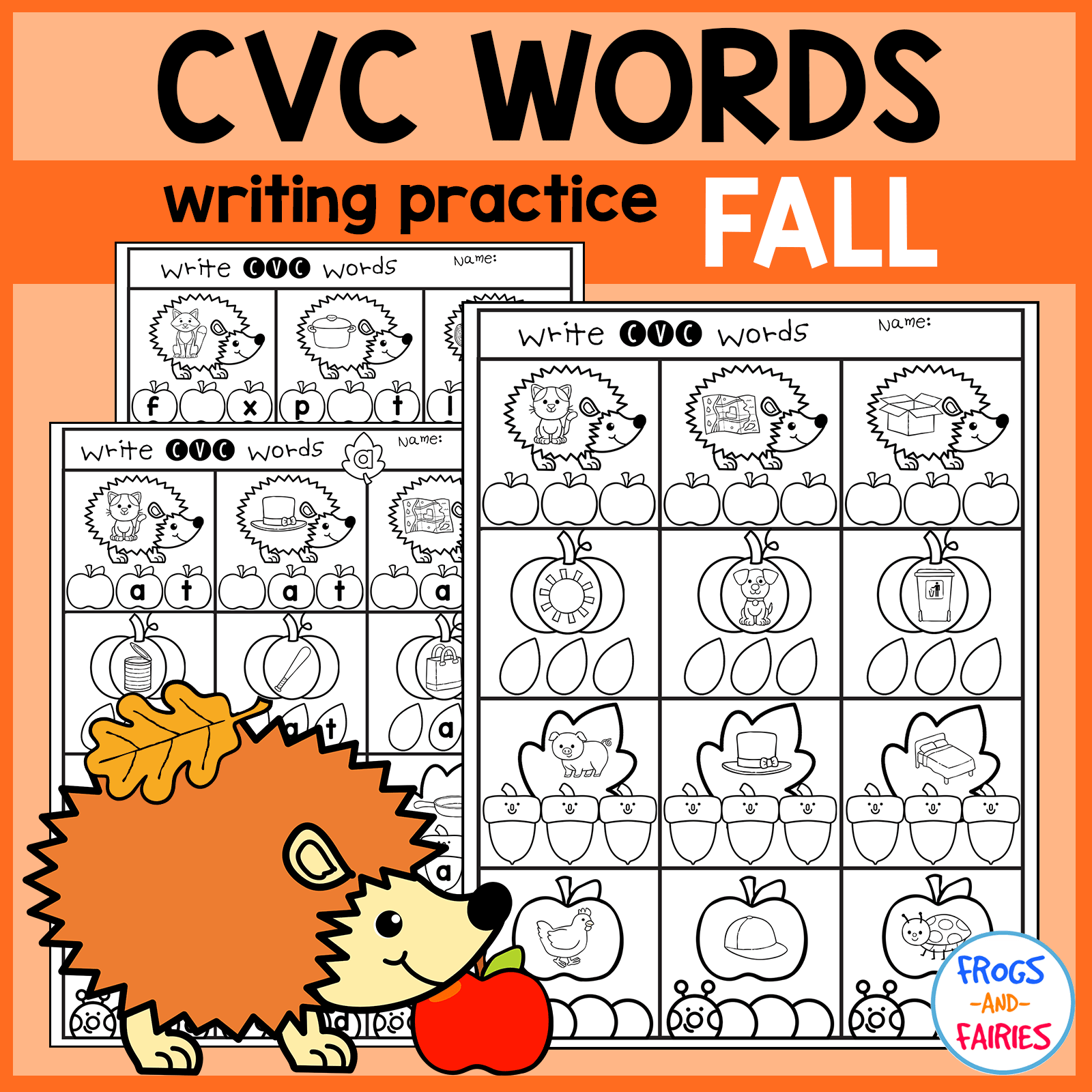 Fall/Autumn CVC Words Writing Practice