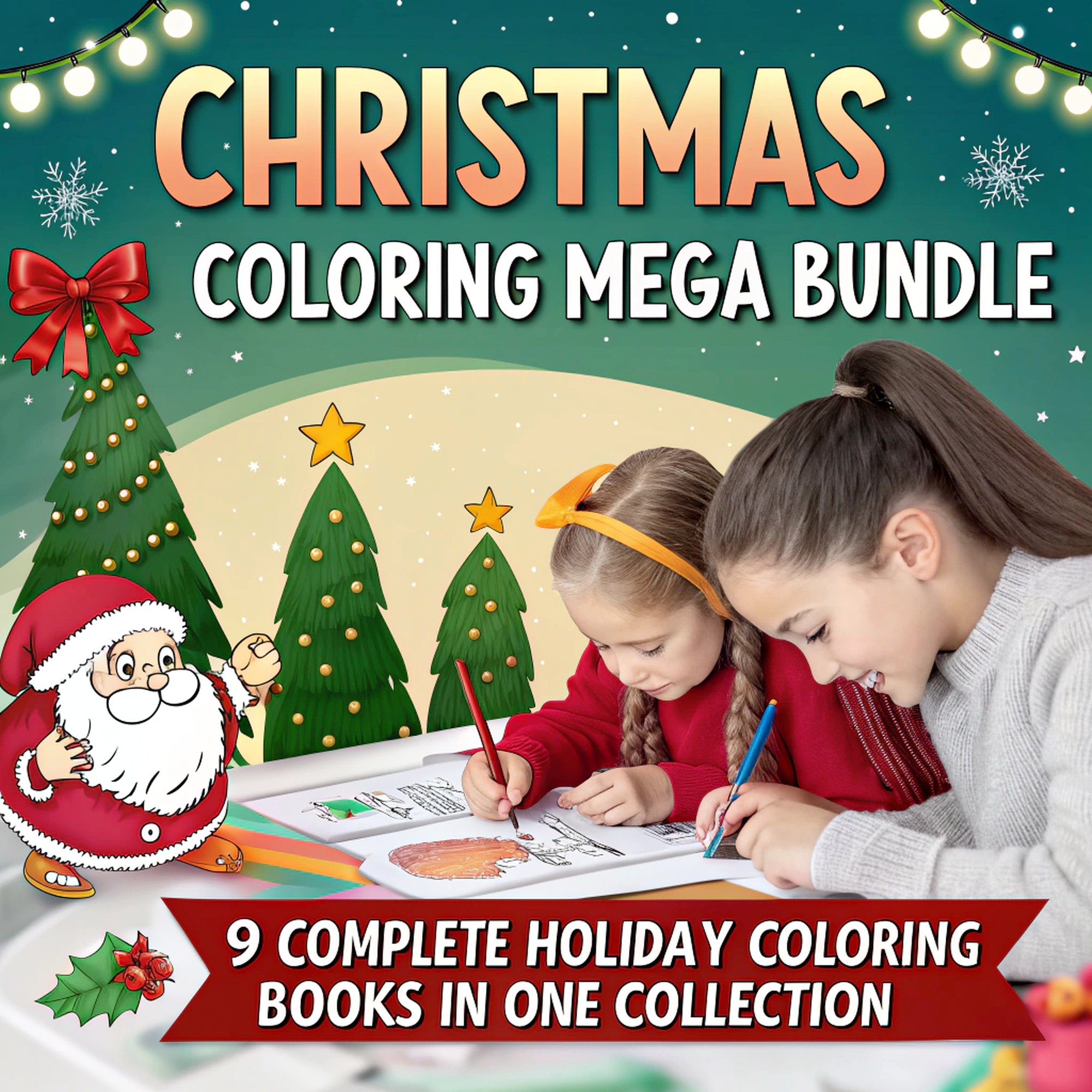 Premium Christmas Coloring Books Mega Bundle: 9 Fun & Festive Holiday Coloring Books for Kids ...