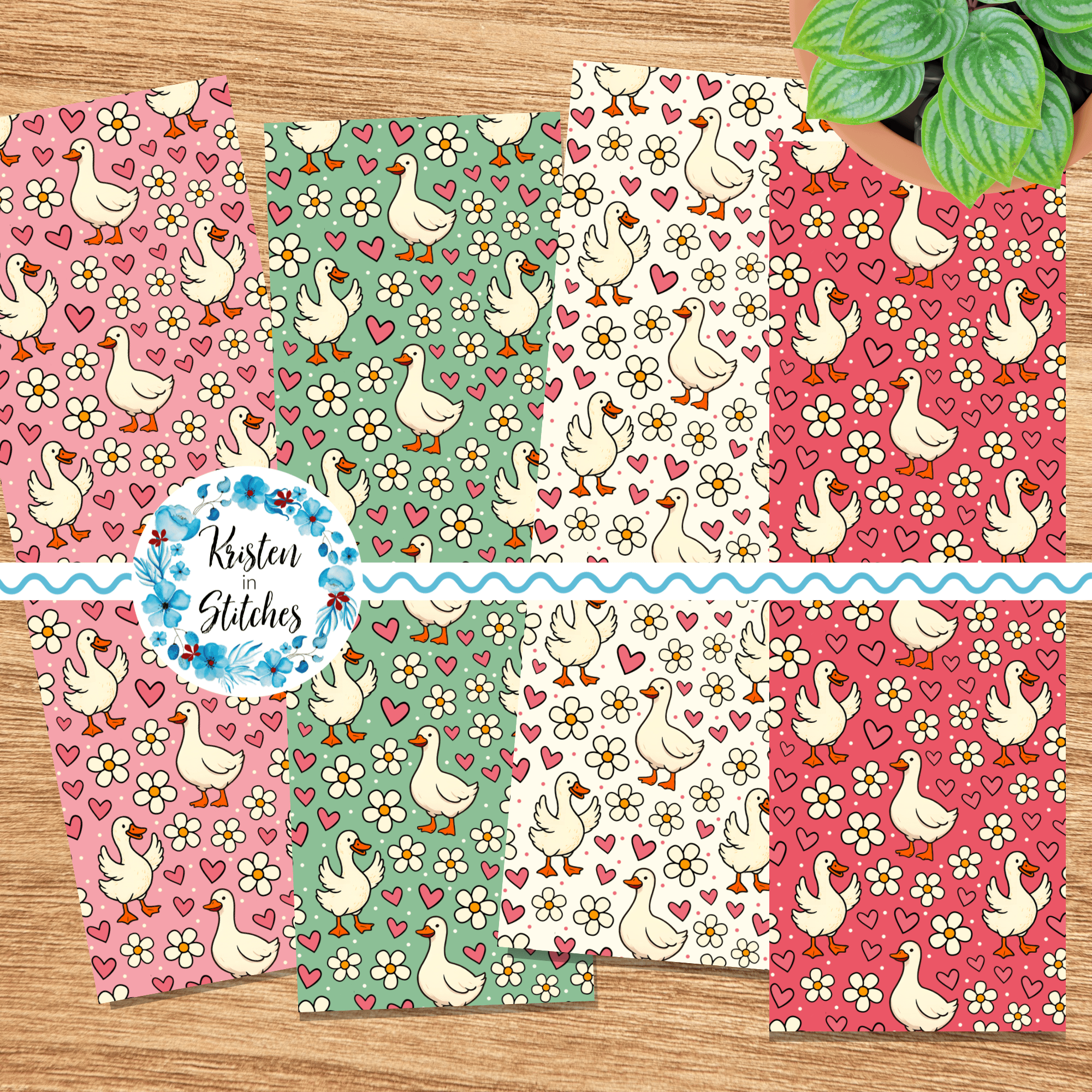 Ducks and Daisies Printable Bookmarks Sheet 2x6 Print and Cut PDF PNG ...