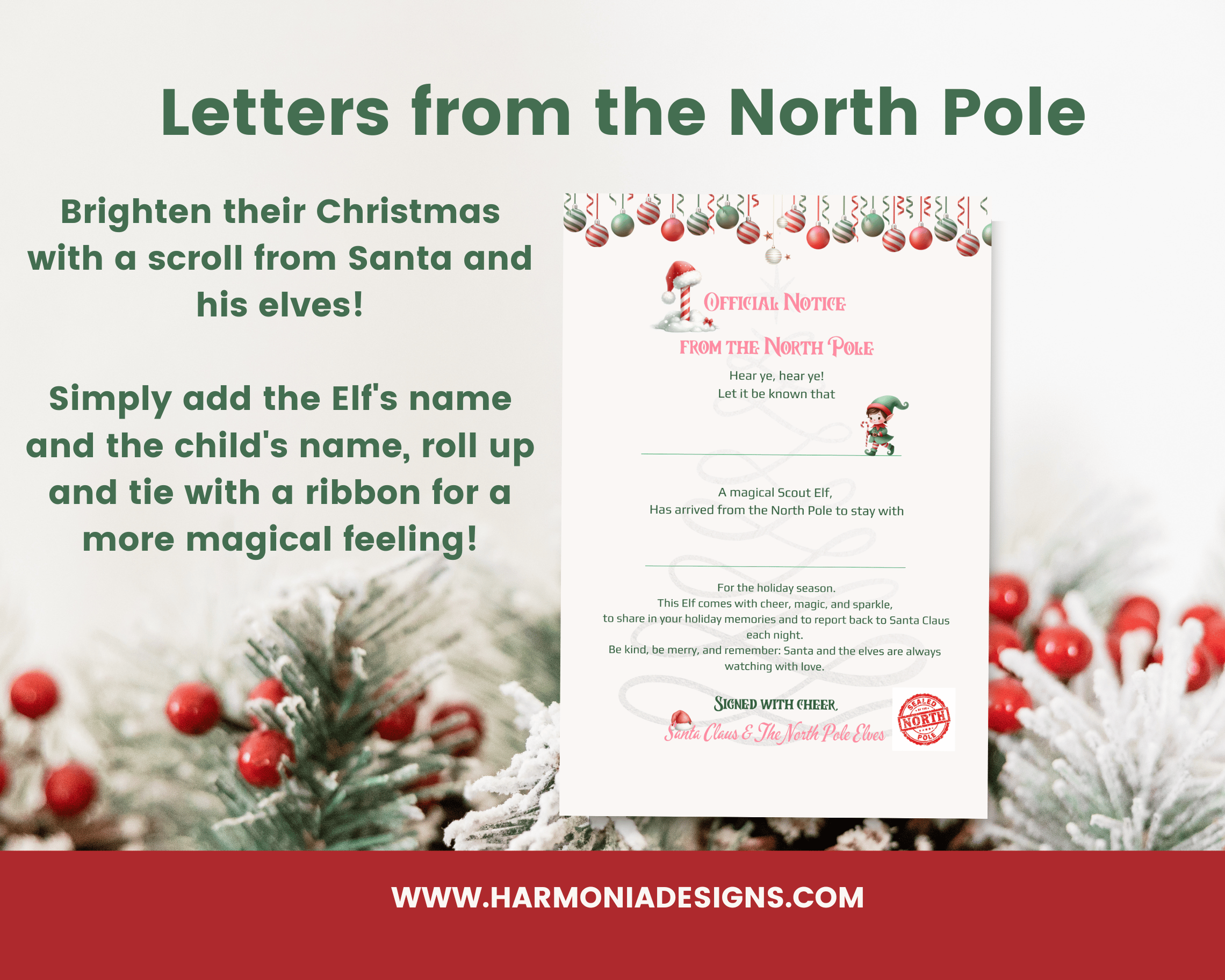 North Pole Scroll – Elf Arrival & Departure Letters (PLR Canva Templates)