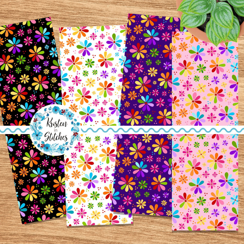 Colorful Rainbow Daisies Printable Bookmarks Sheet 2x6 Print and Cut ...