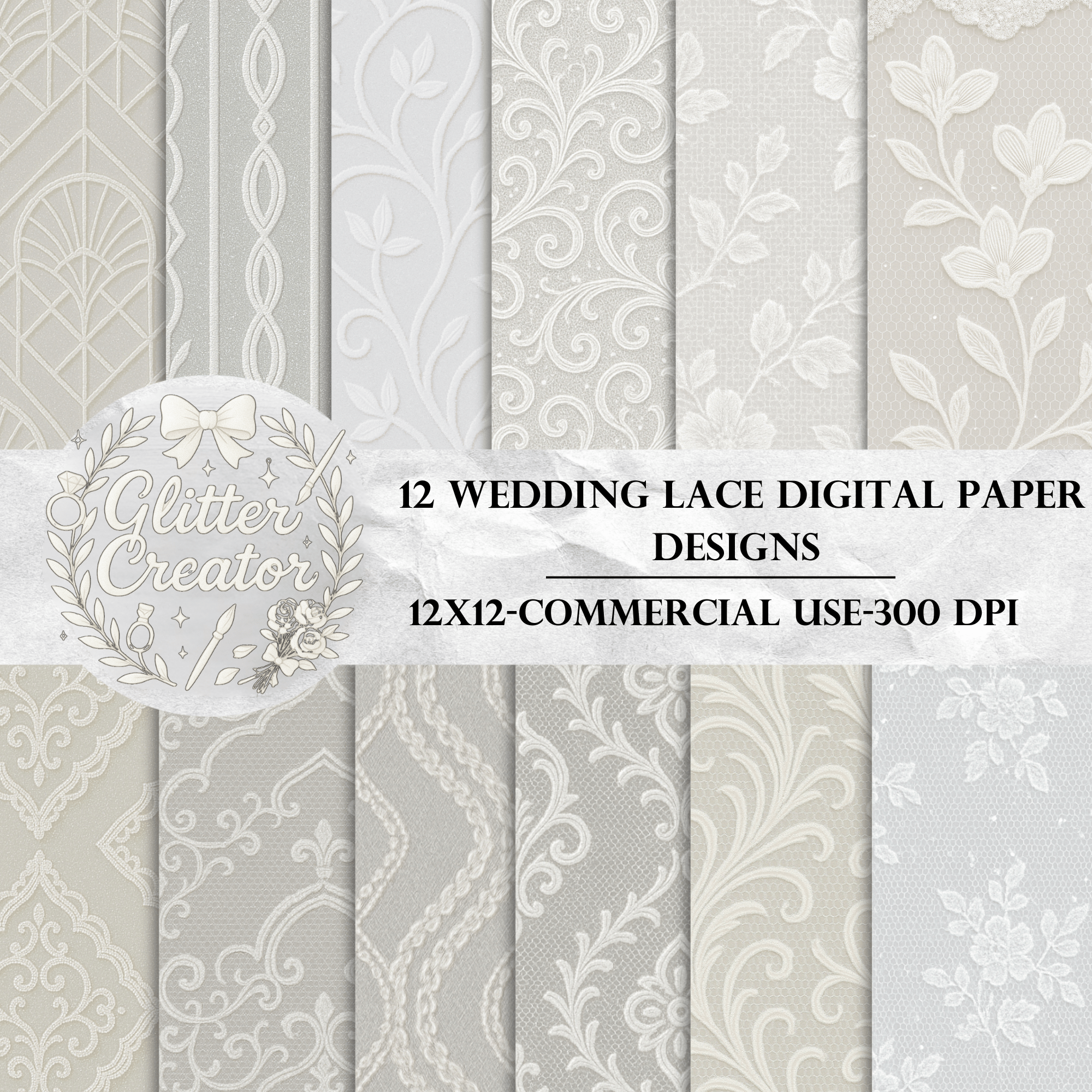 White Wedding Lace Seamless Design Digital Paper Pack| - Payhip