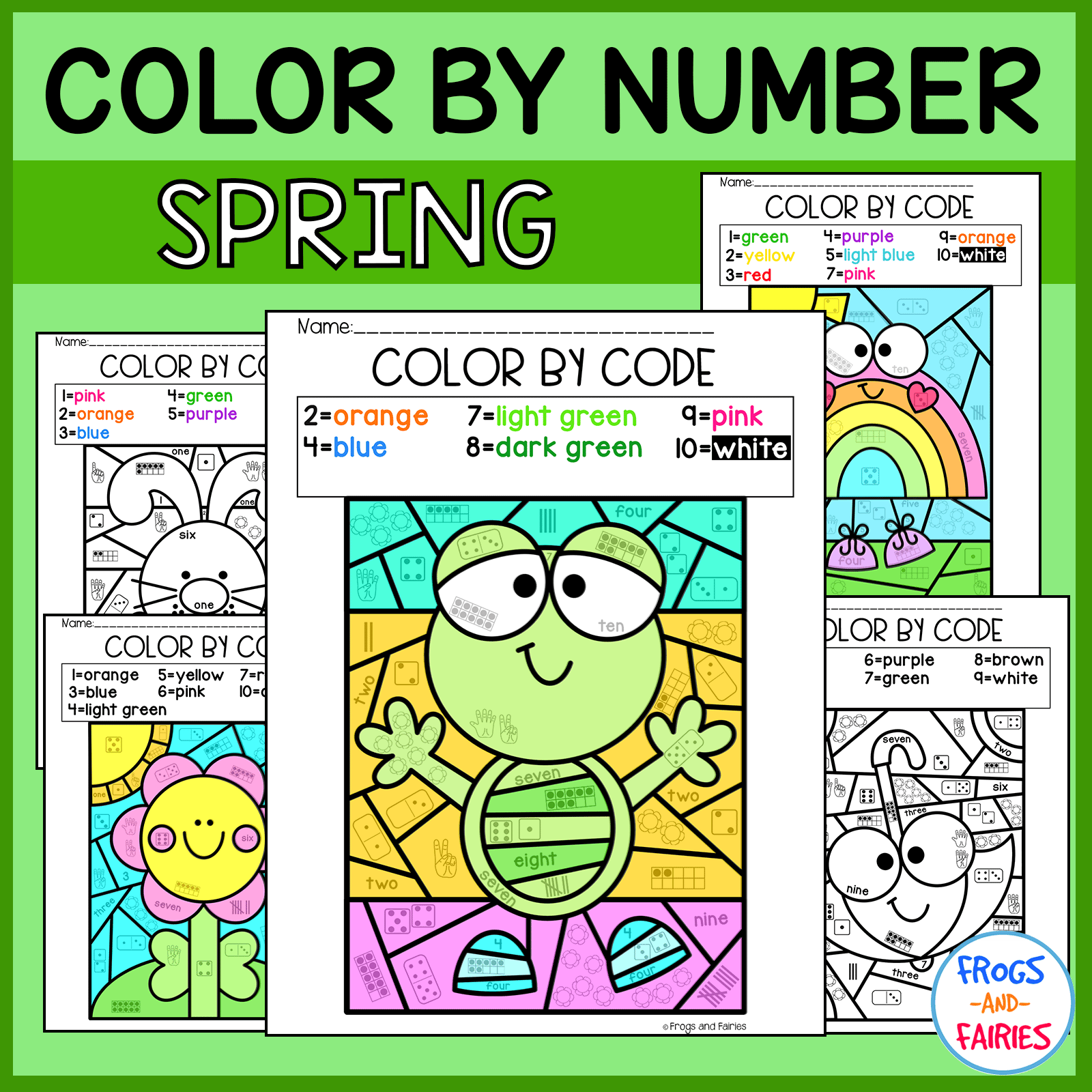 Spring-Themed Color by Number Worksheets: Fun Math Practice for Early ...