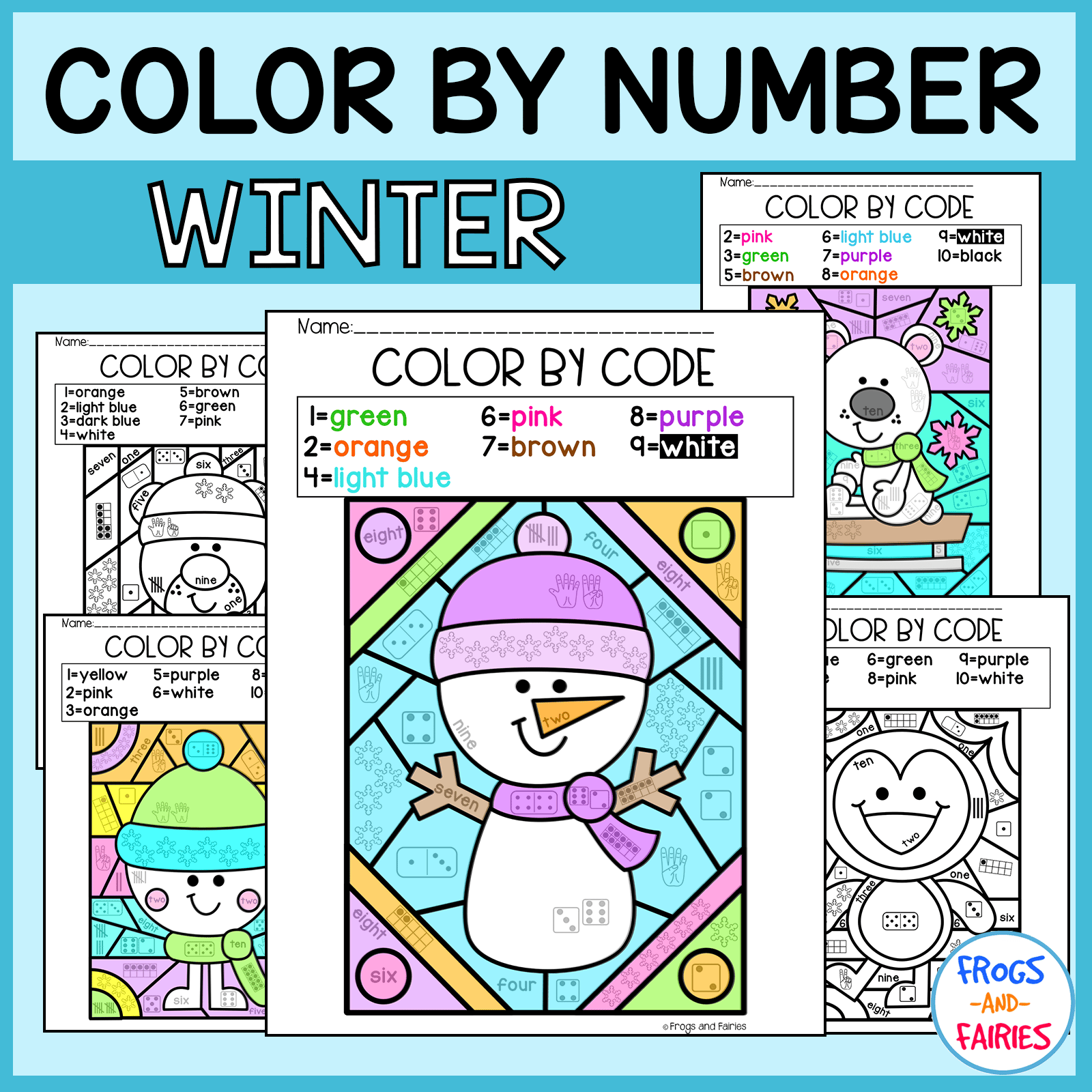 Winter Color by Code – Number Sense