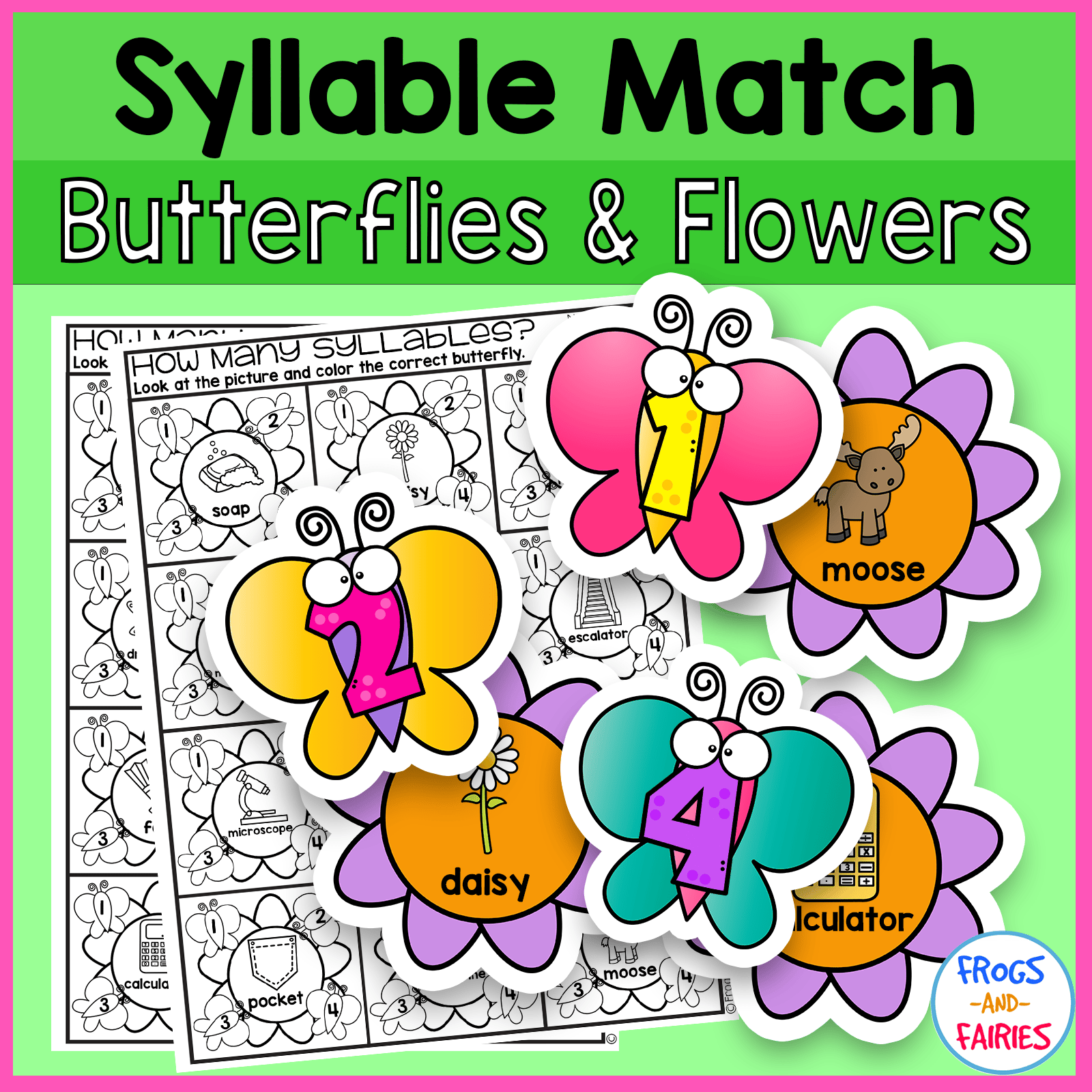 Spring Syllable Match – Butterflies and Flowers