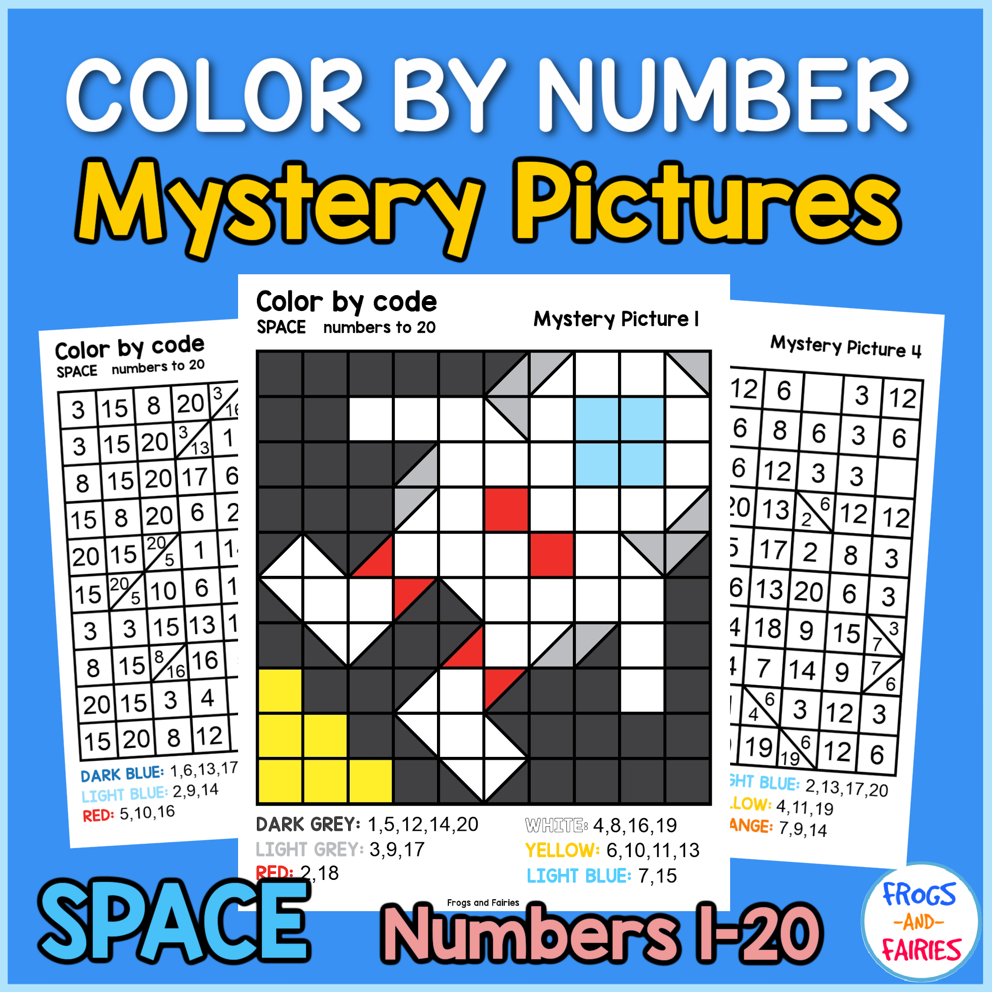 Space Color by Number Mystery Pictures