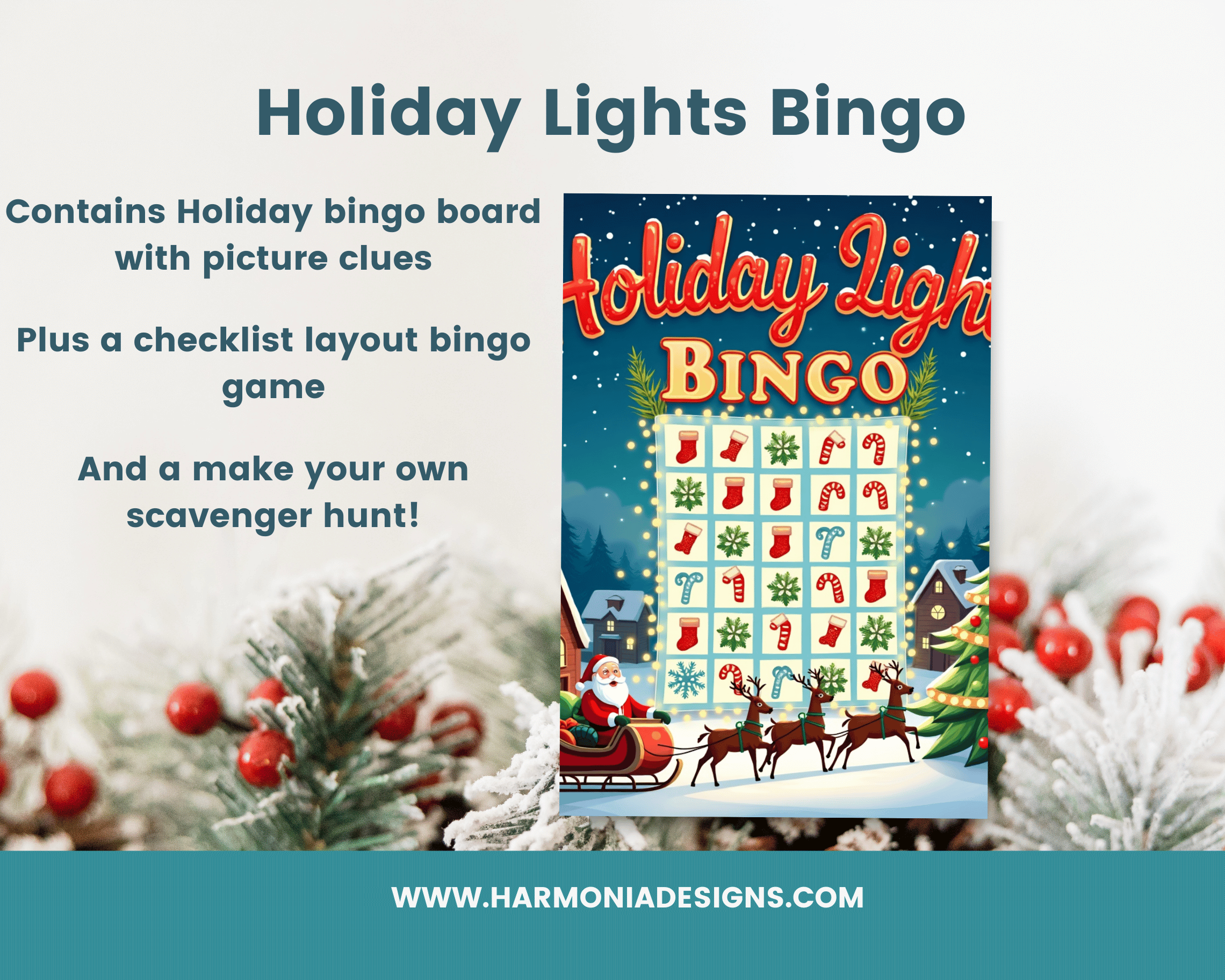 Holiday Lights Bingo & Scavenger Hunt – Printable Pack - Payhip