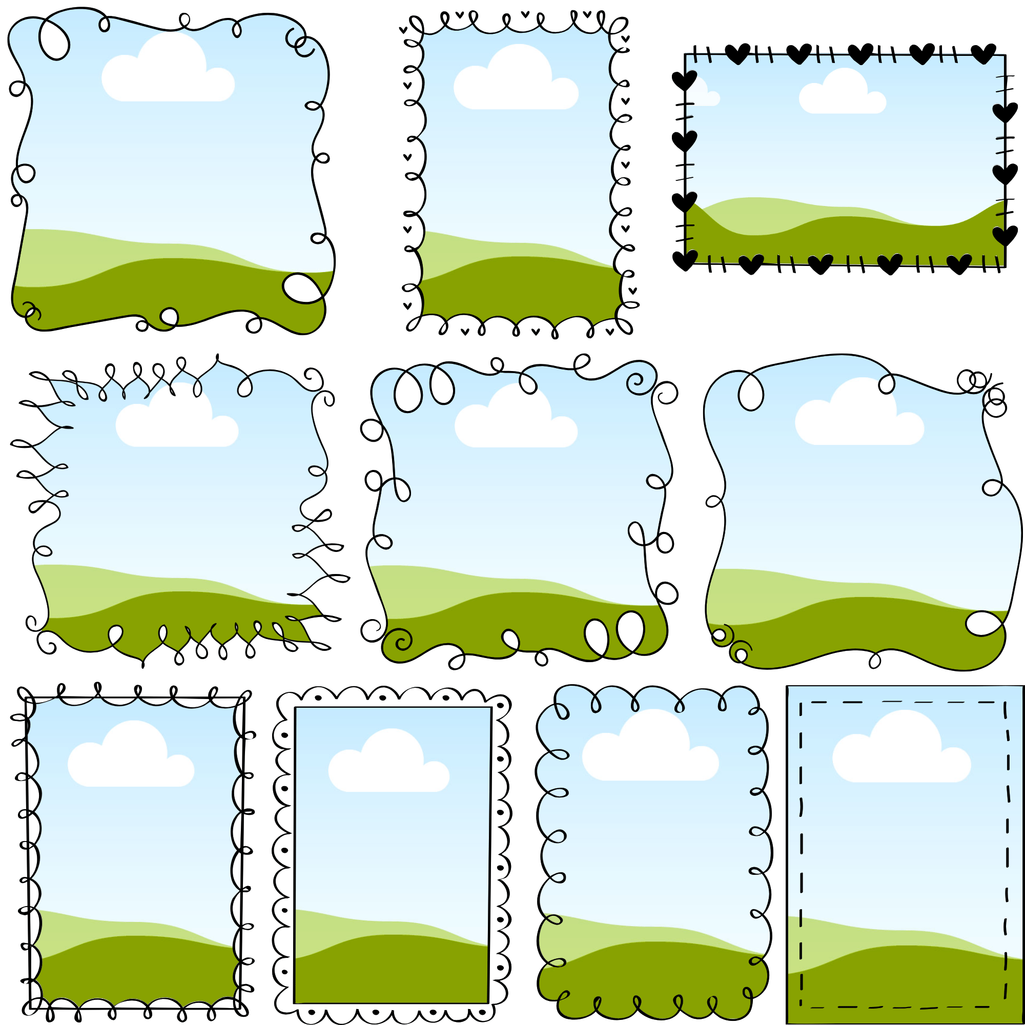 10 Hand Drawn Doodle Canva Frames | Custom Drag and Drop Photo ...