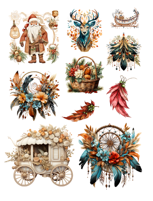 Boho Christmas Ephemera to Cut and Collage PDF Printable Version - Payhip