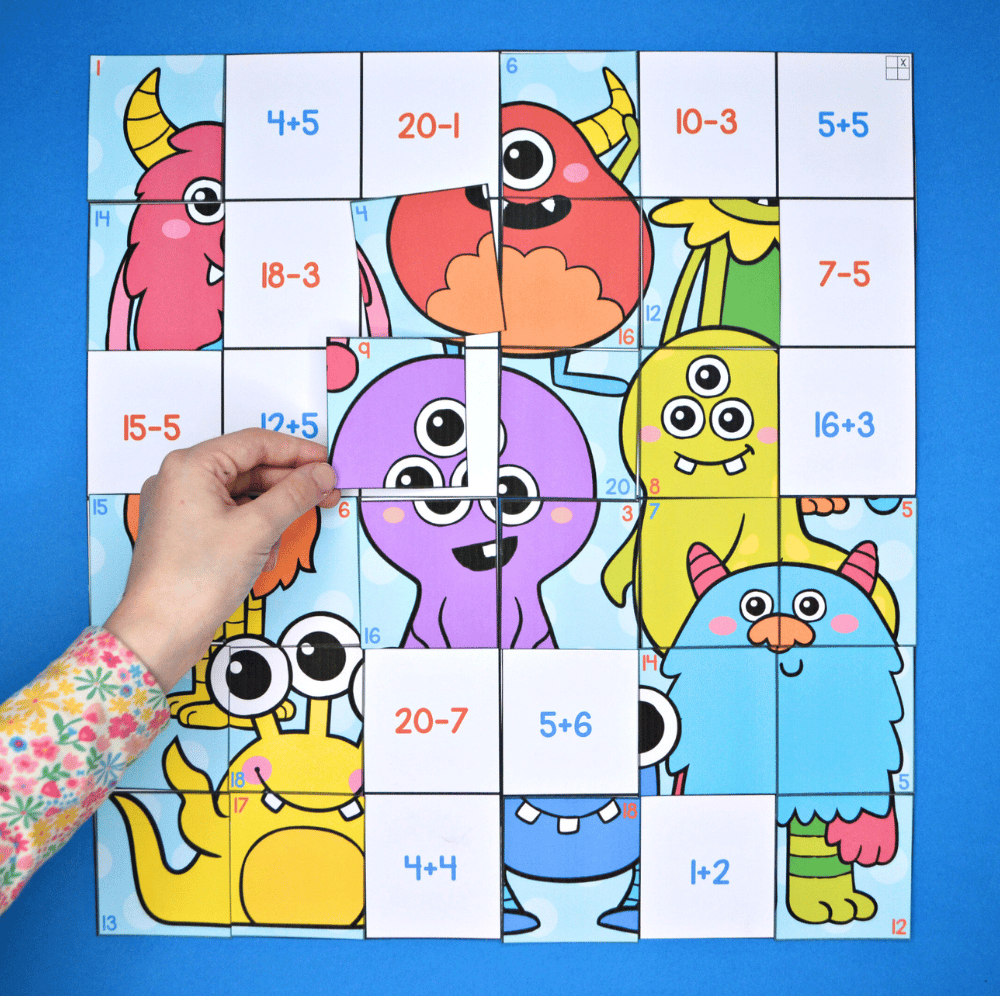Monster Addition & Subtraction to 20 Mega Puzzle