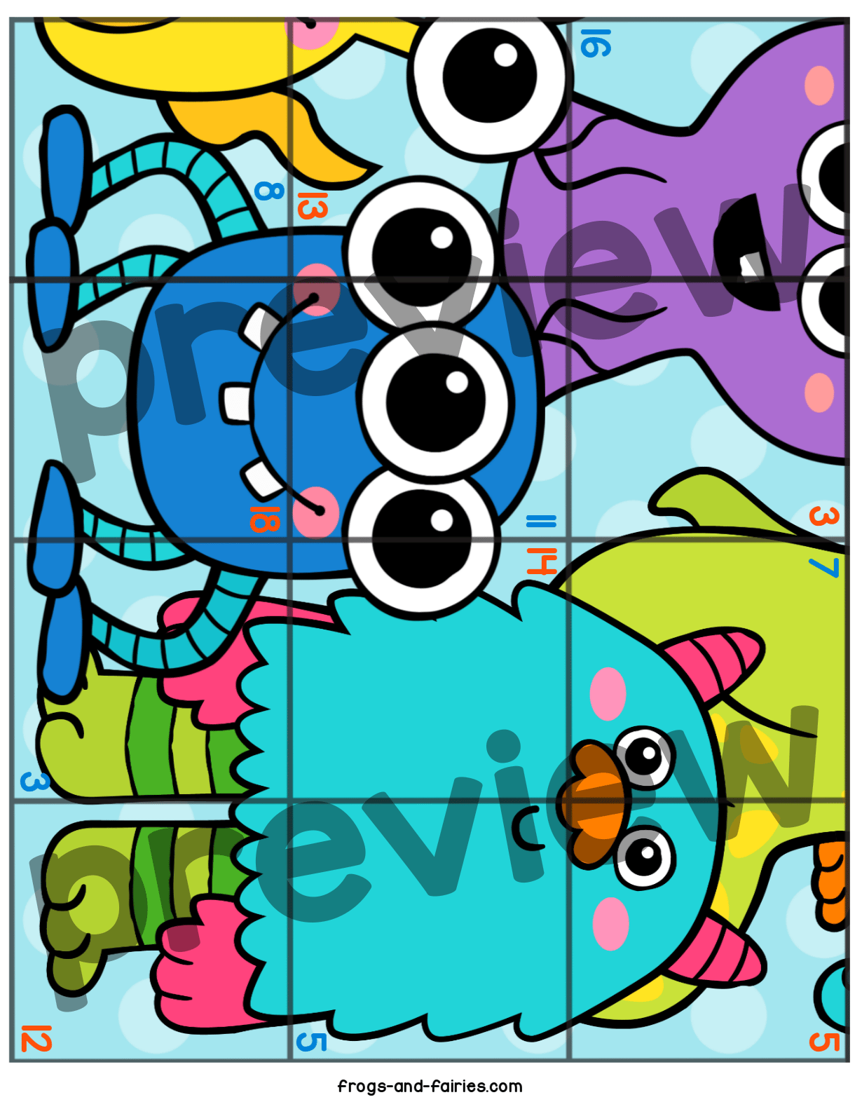 Monster Addition & Subtraction to 20 Mega Puzzle