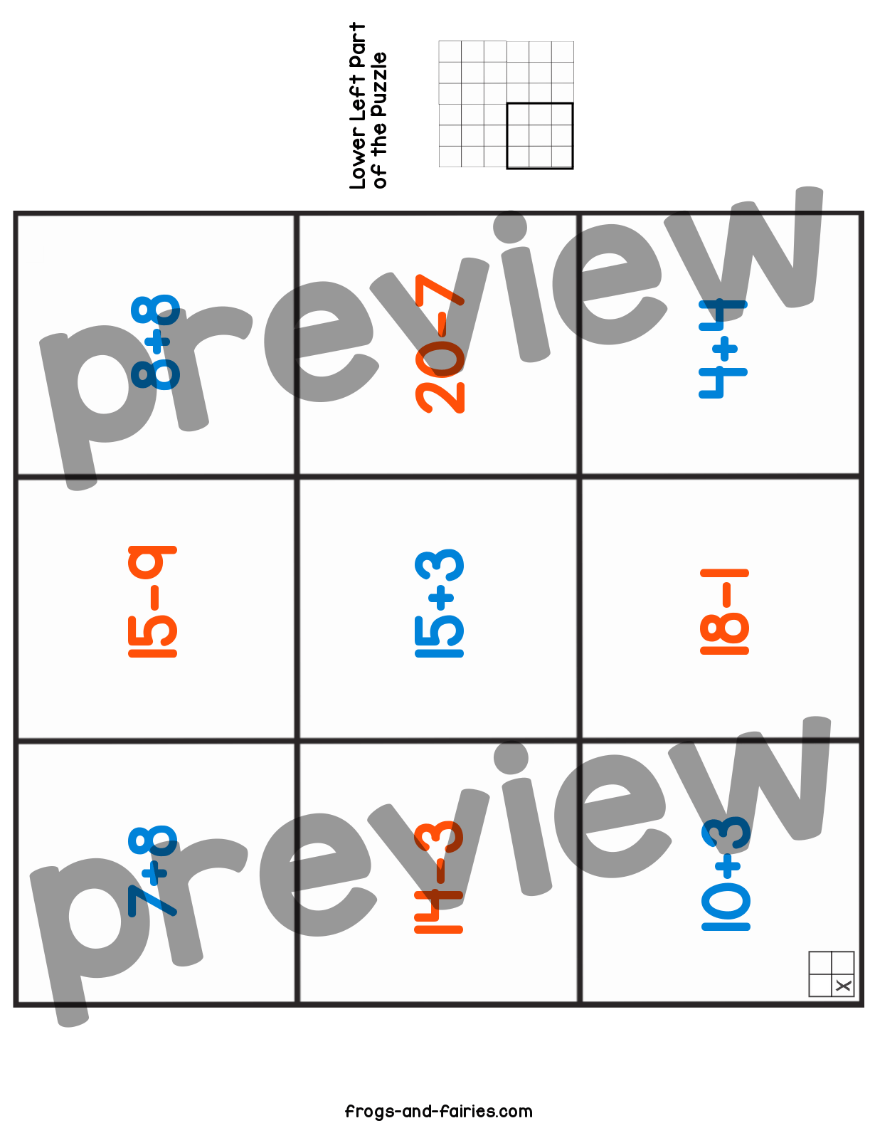 Monster Addition & Subtraction to 20 Mega Puzzle