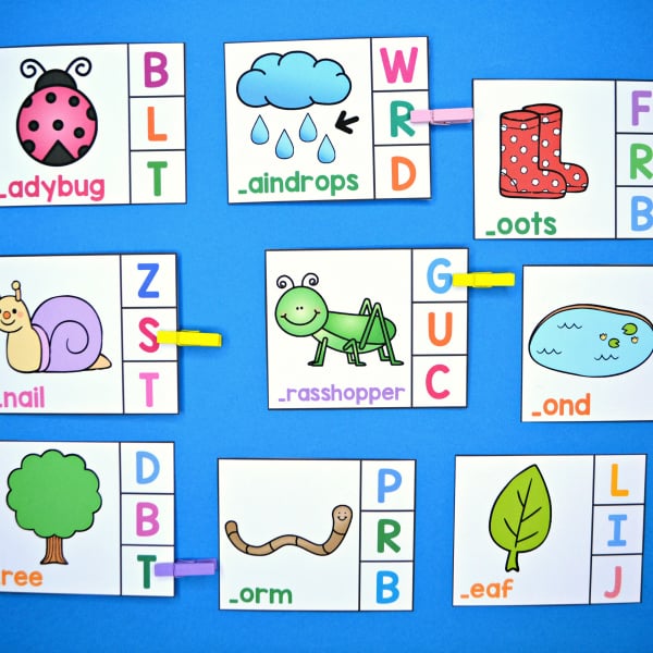 Spring Beginning Sounds Clip Cards