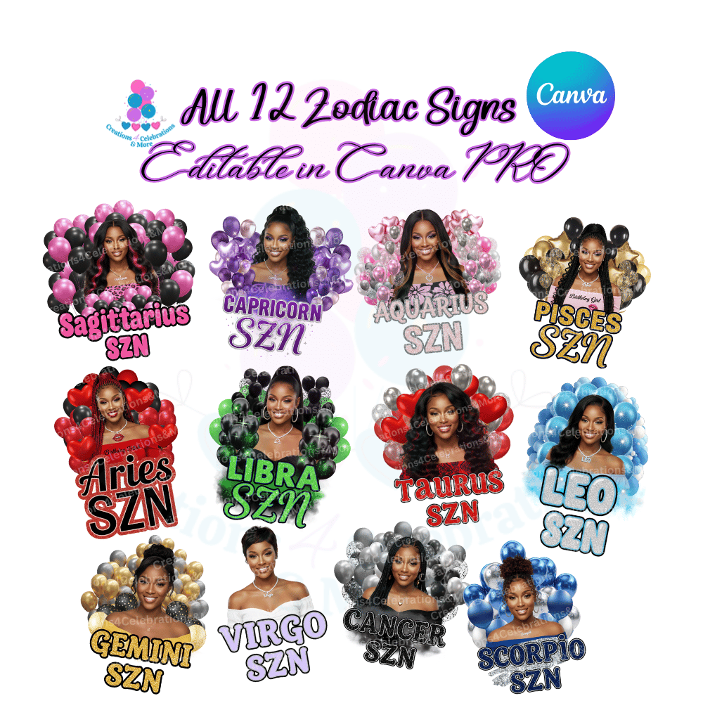 Editable Zodiac Signs Sticker Canva Templates - Payhip