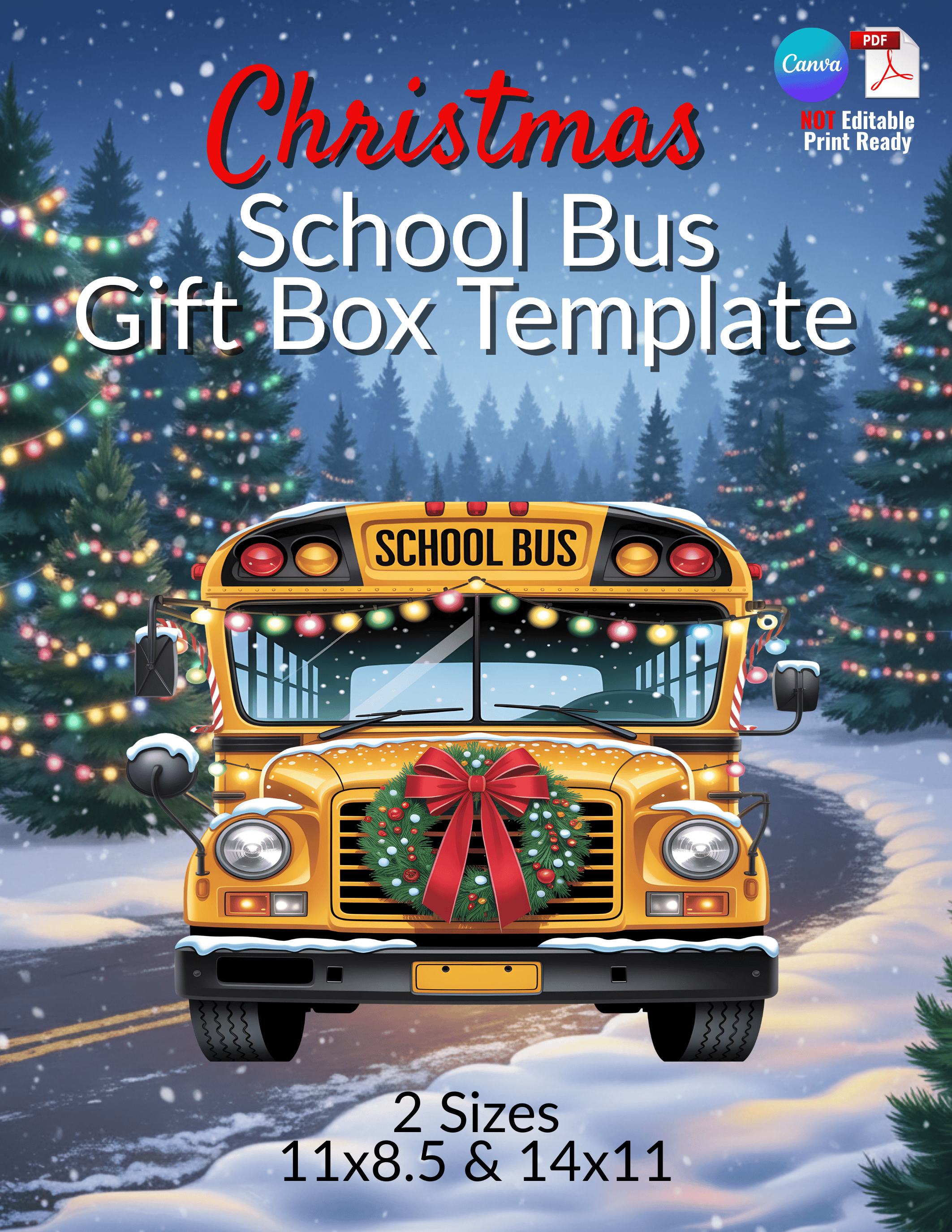 Christmas School Bus Gift Box Template - Payhip