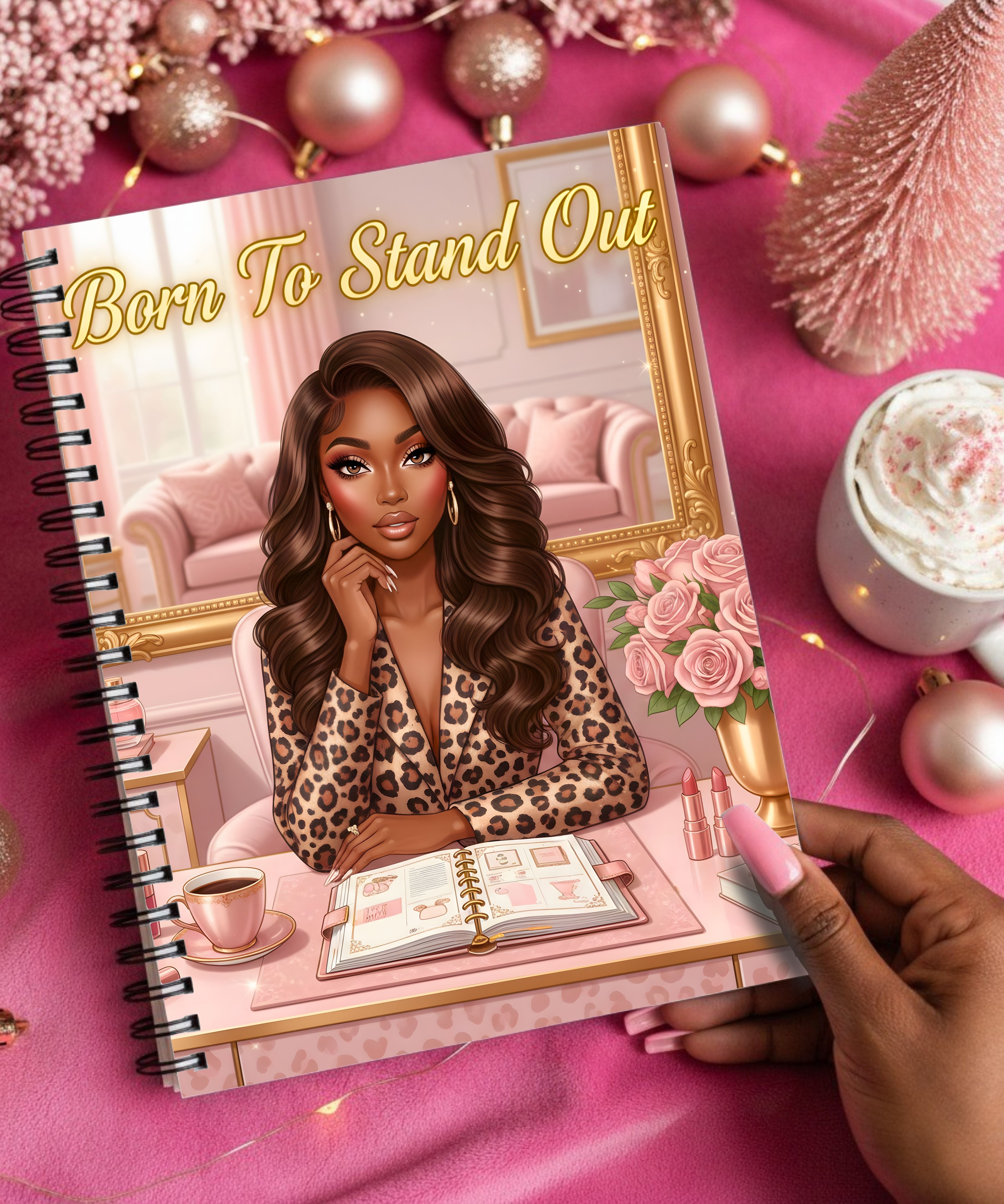 Born to Stand Out Empowerment PNG | Glam Black Woman journal/Notebook Cover - Payhip