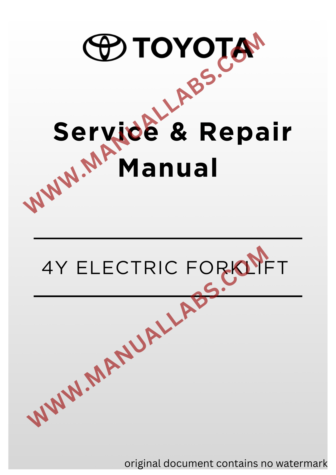 Toyota 4Y Electric Forklift Service & Repair Manual