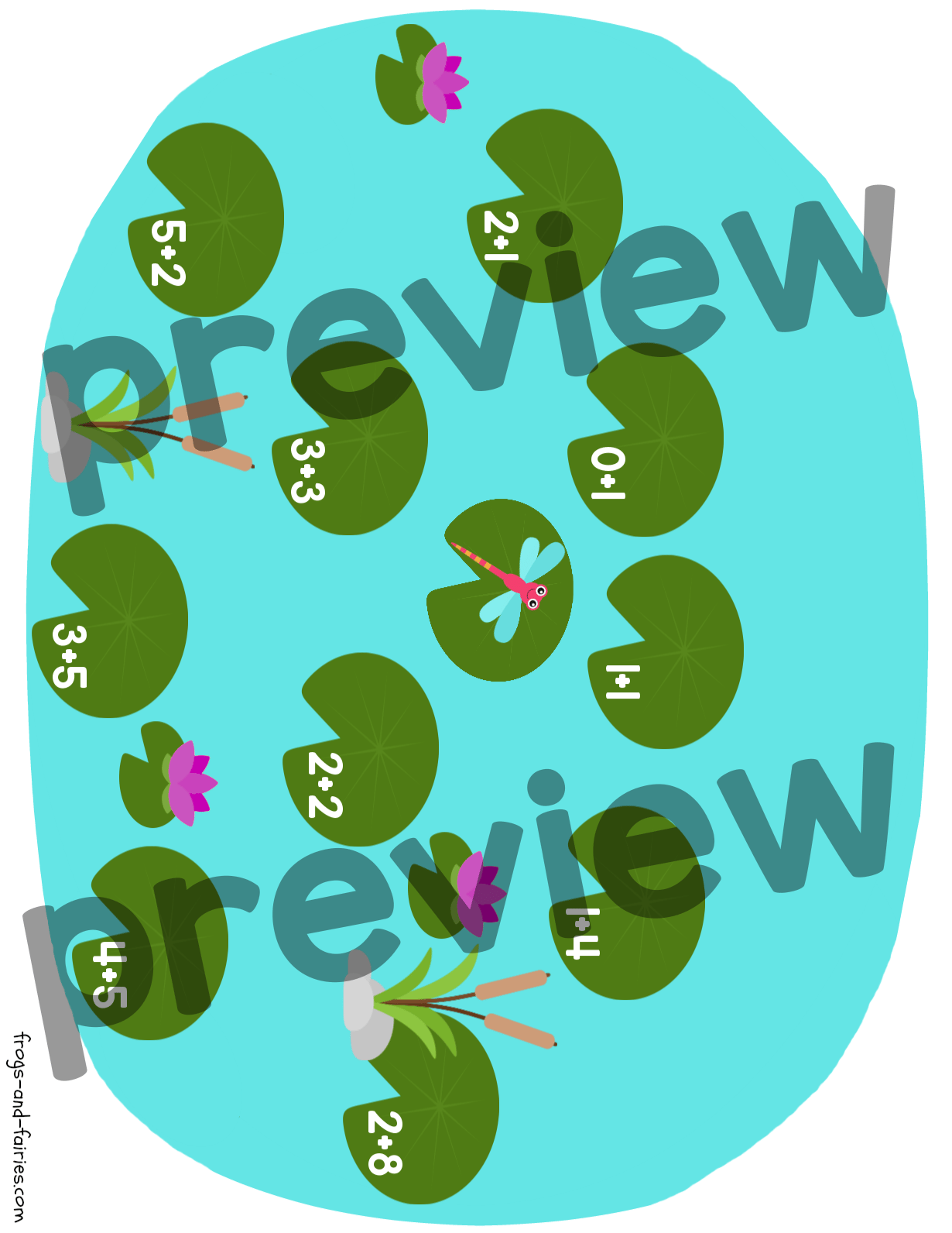 Frogs in the Pond Math Game: Addition and Subtraction Within 20