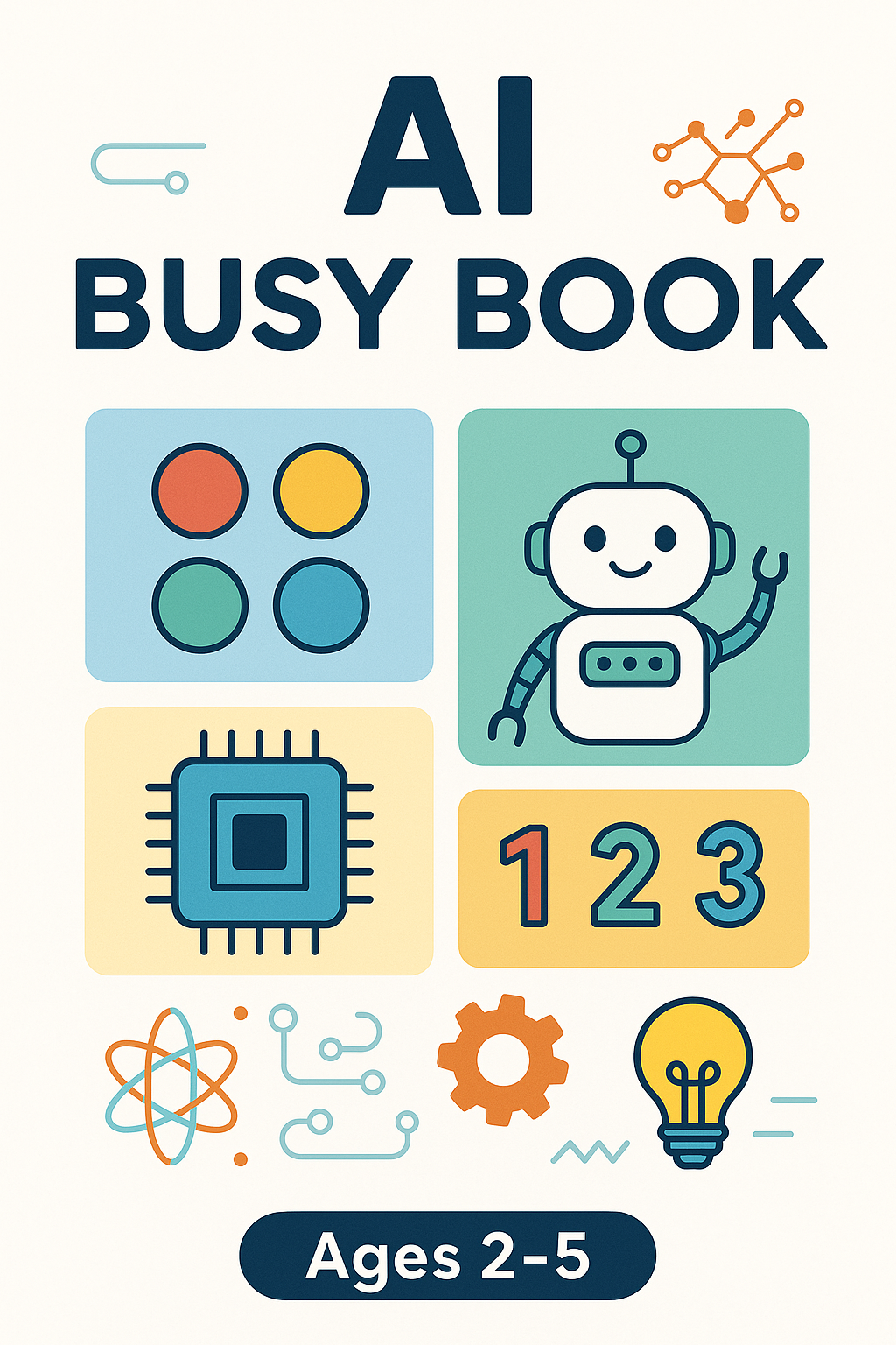 AI/Tech Busy Book (learning shapes, numbers, colors with tech elements ...