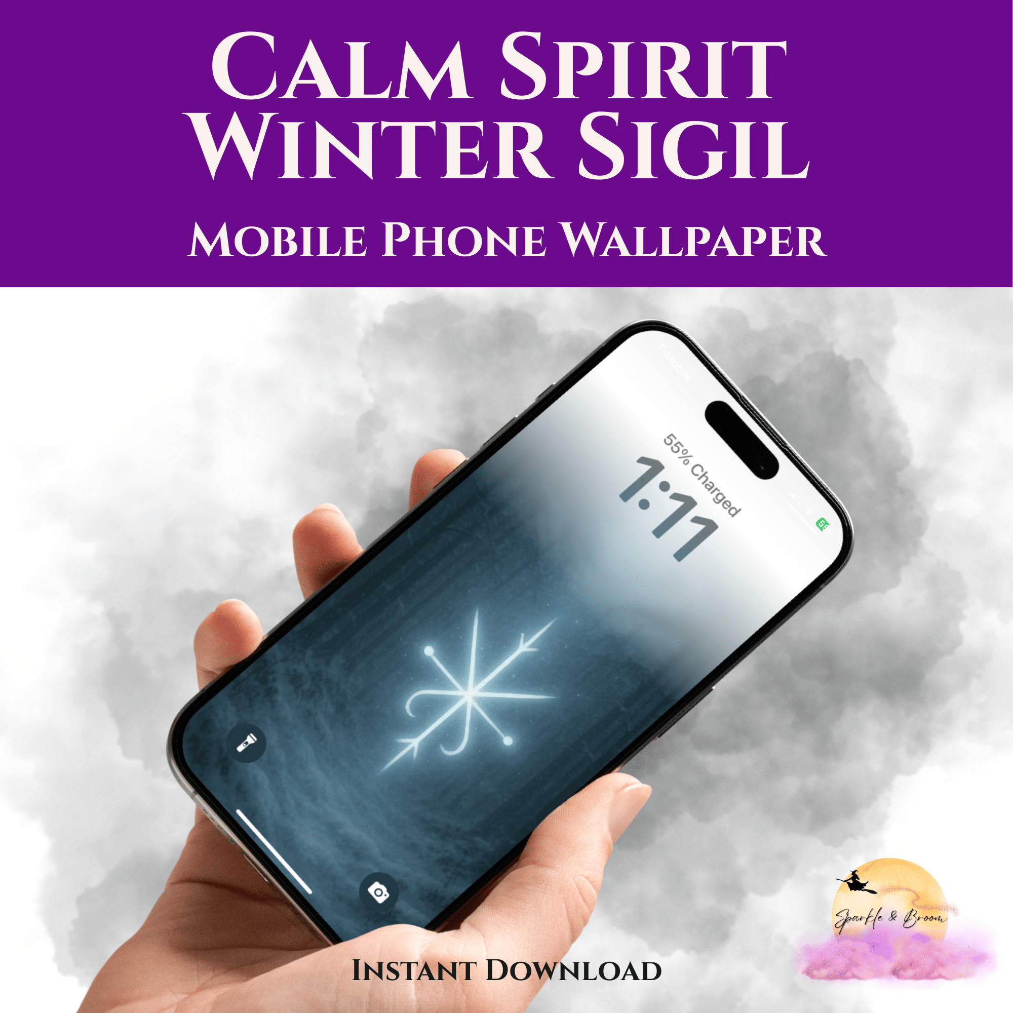 Calm Spirit Winter Sigil – Frosted Protection Phone Wallpaper - Payhip