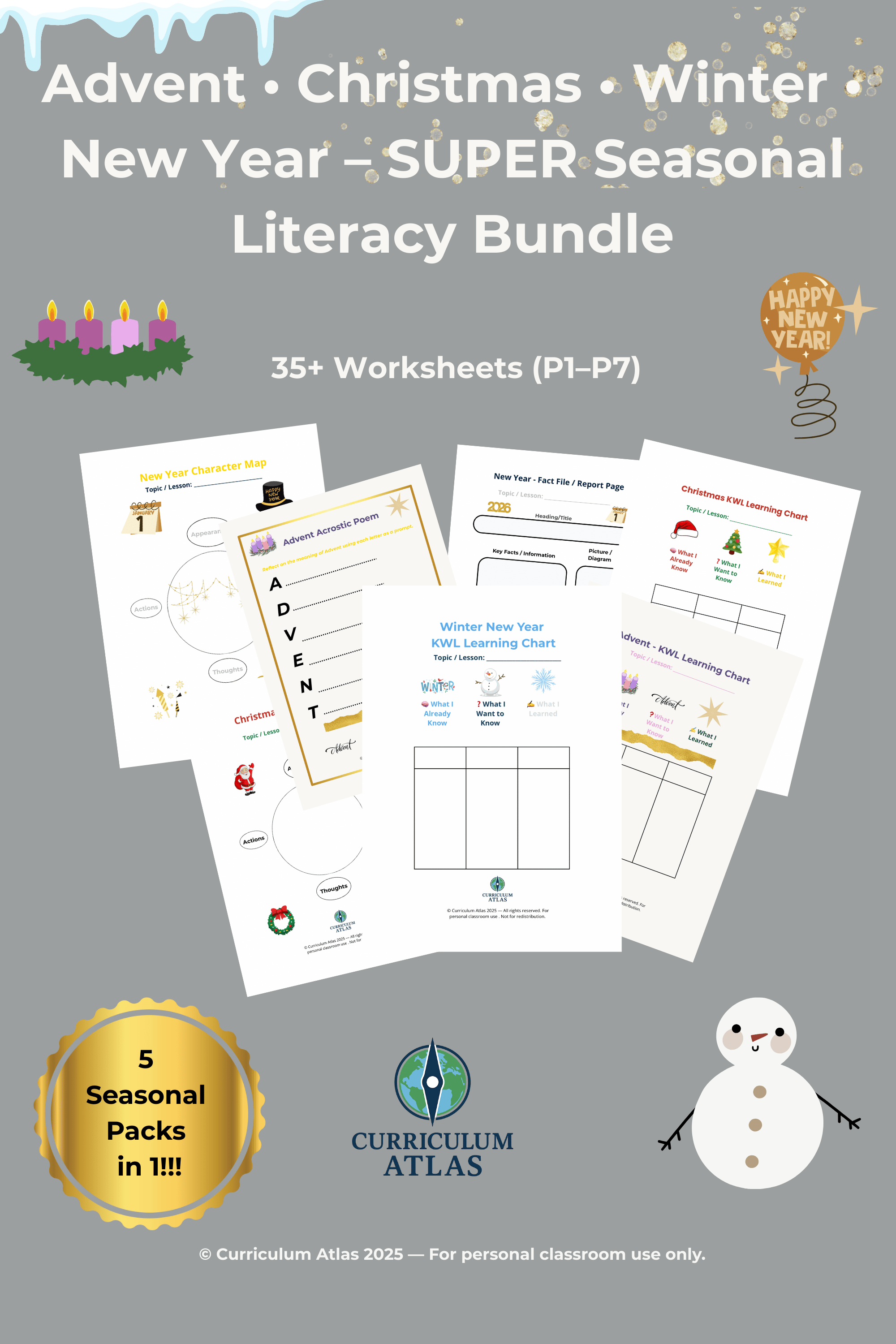 SUPER Seasonal Literacy Bundle Advent • Christmas • Winter • New Year ...
