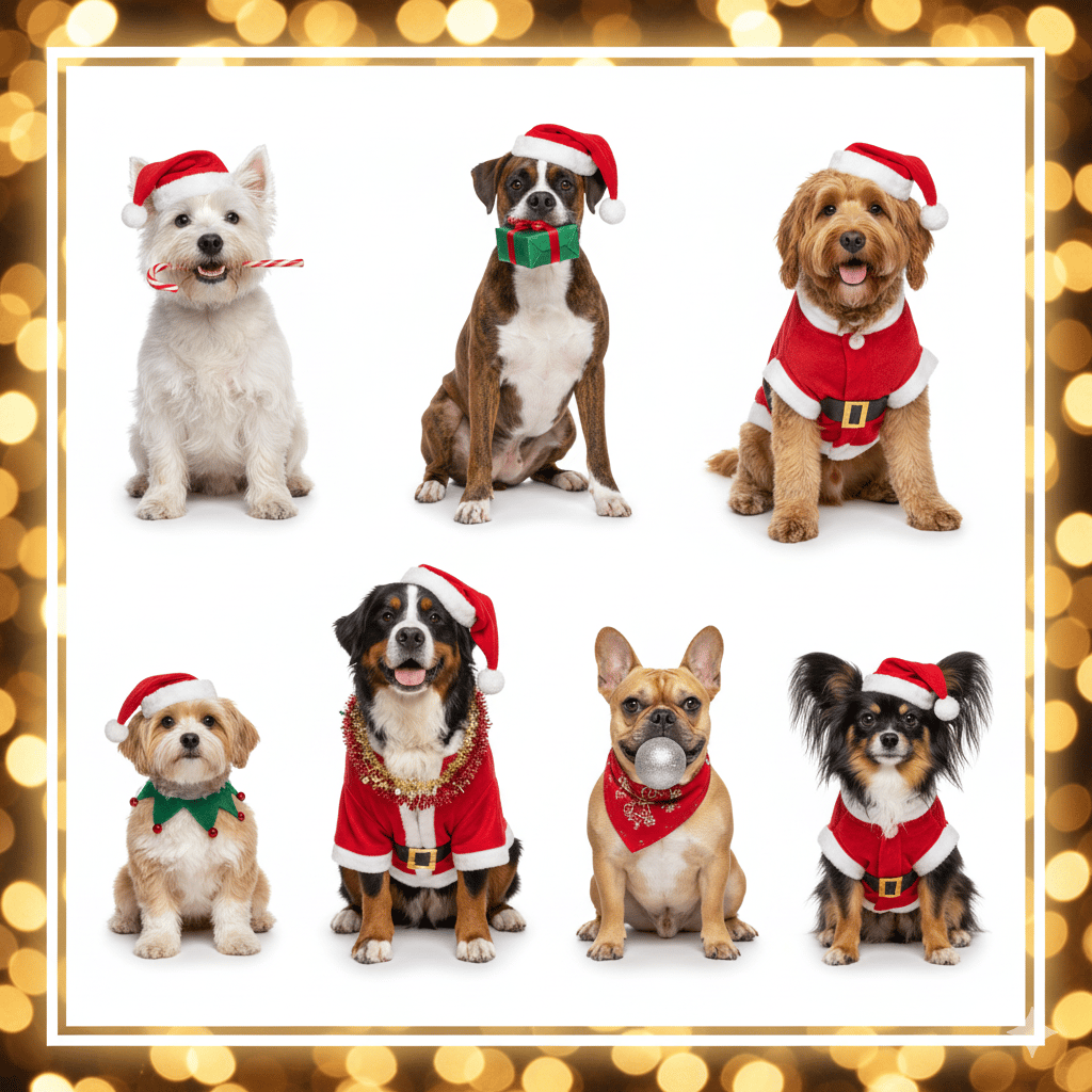 Variant 2 Christmas Dogs Printable Art Set - 7 Unique Holiday Dog ...