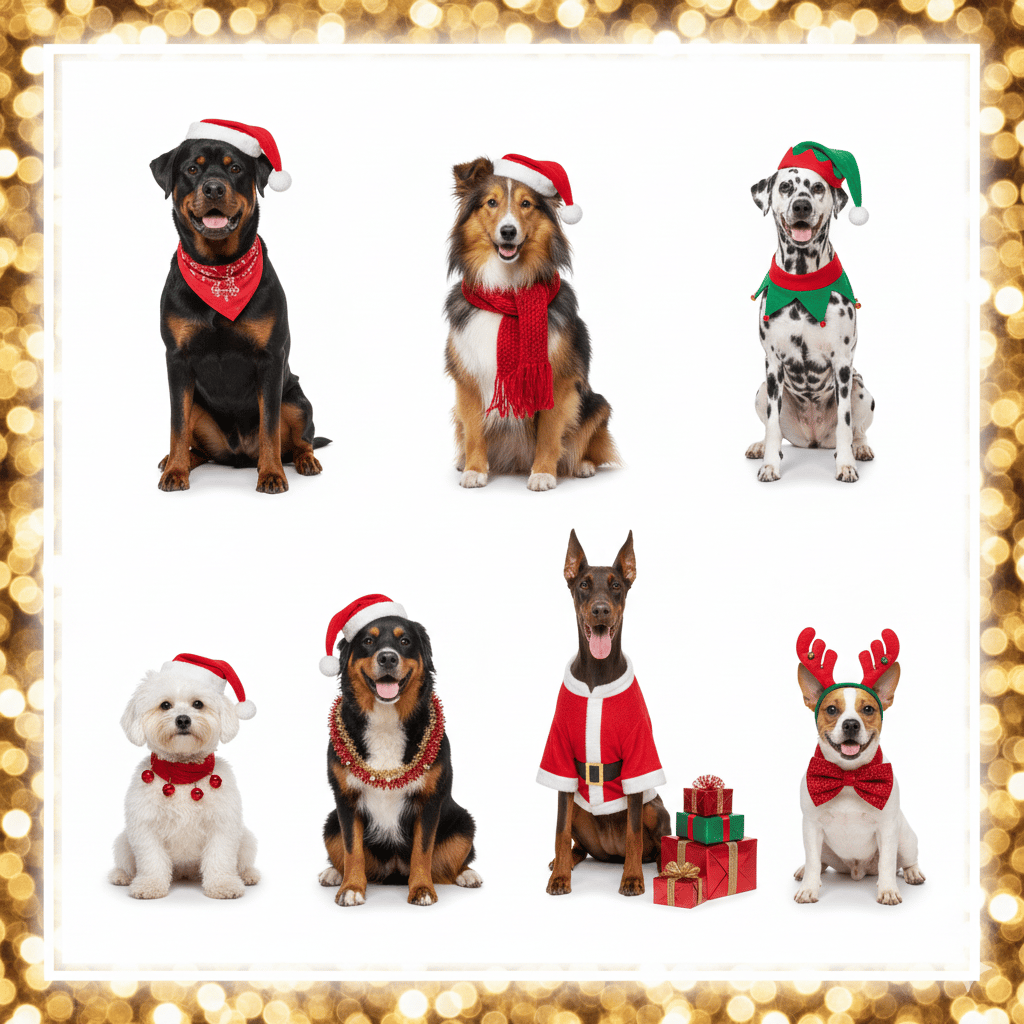 Variant 3 Christmas Dogs Printable Art Set - 7 Unique Holiday Dog ...