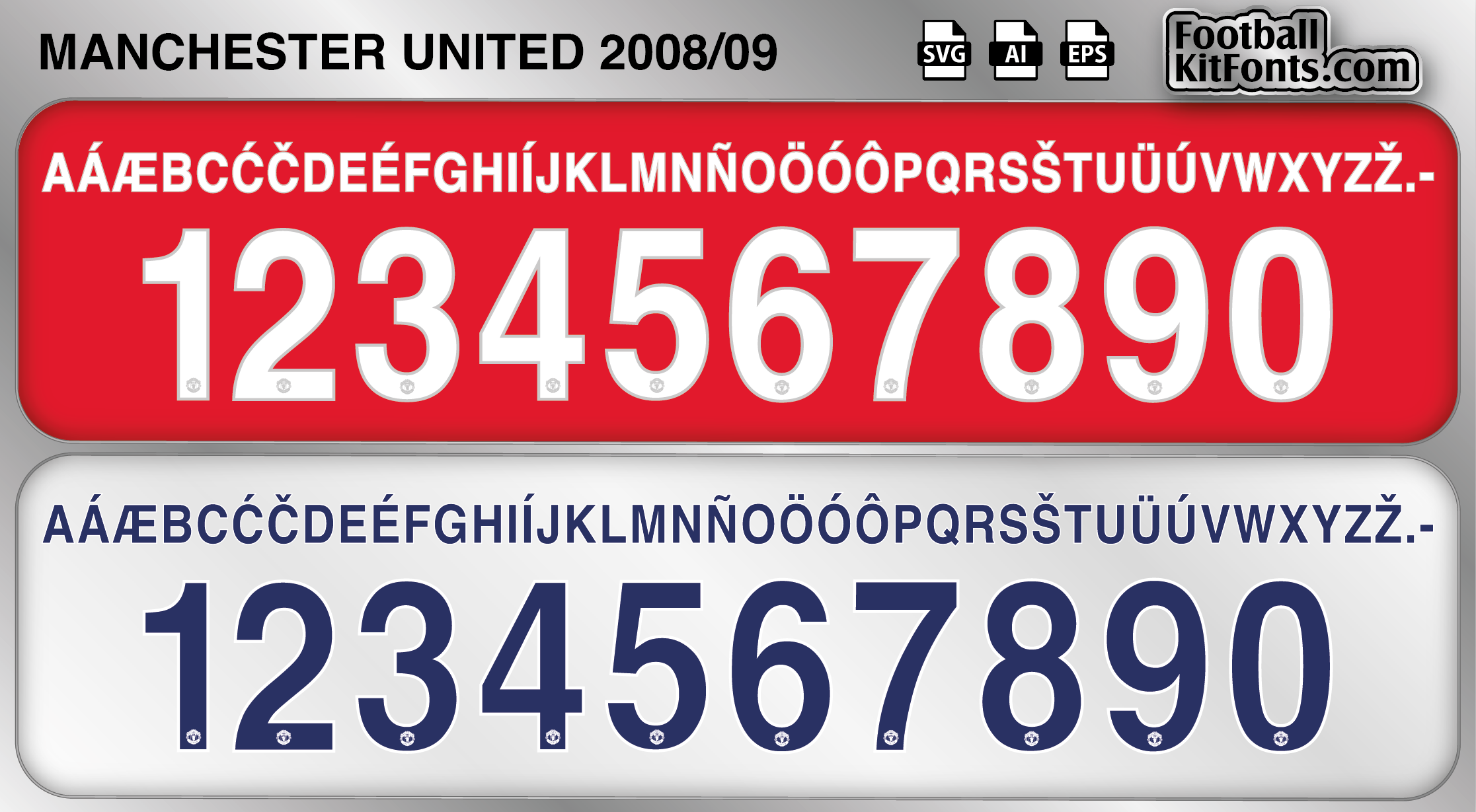 Football Kit Fonts - Manchester United