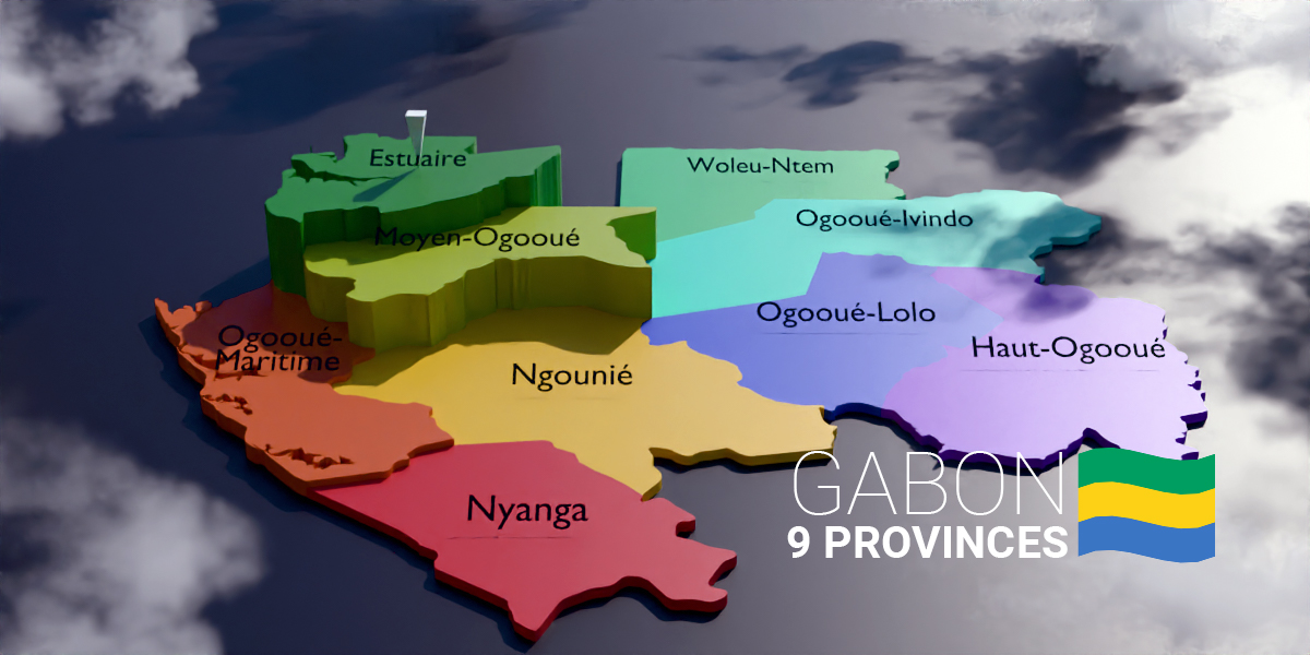 Gabon - 9 Provinces Map (3D Pre-rendered Images) - Payhip