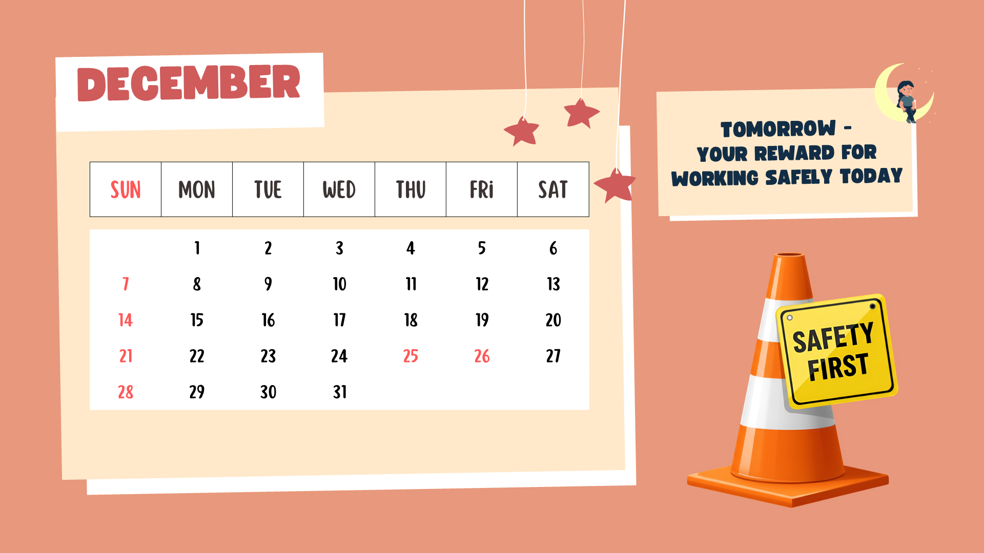 FREE Editable Safety Calendar - December 2025 - Payhip