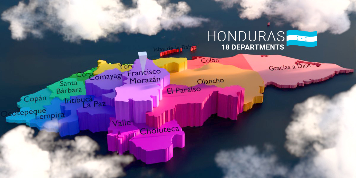 Honduras - 18 Departments Map (3D Pre-rendered Images) - Payhip