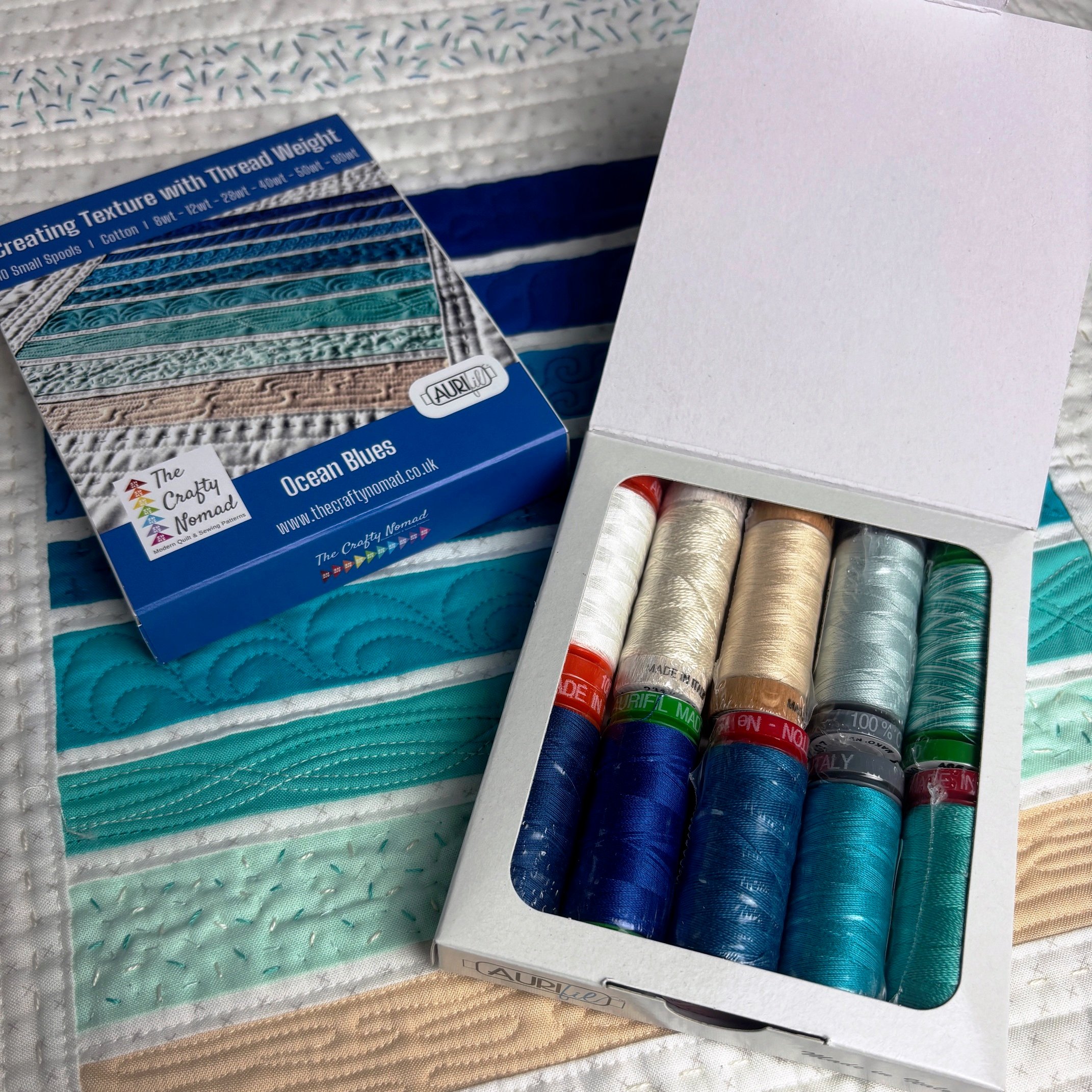 Aurifil Ocean Blues Thread Collection - 10 small spools - Payhip