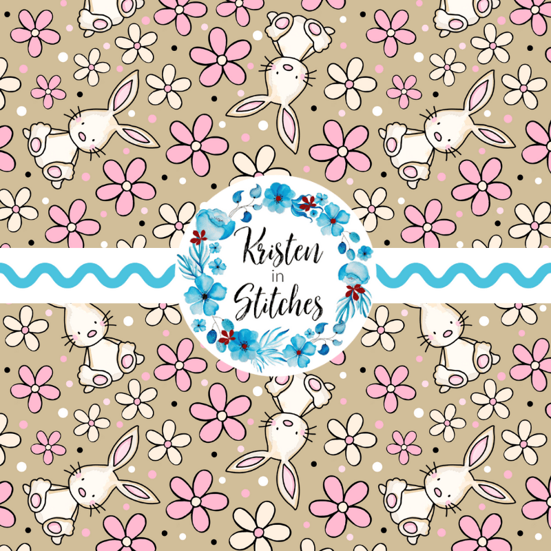 Baby Bunnies Spring Floral Seamless Pattern, Tan - Payhip