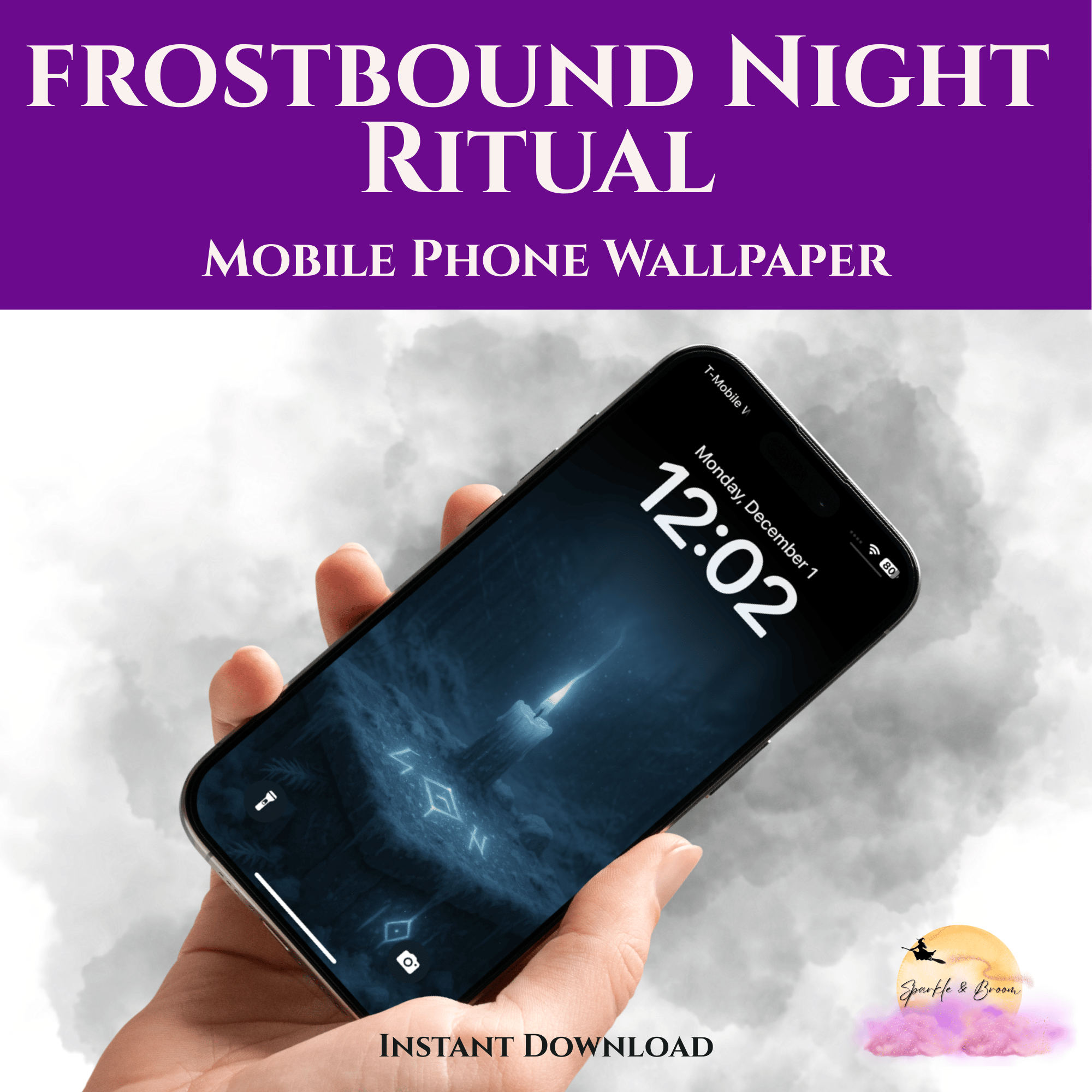 Frostbound Night Ritual – Winter Witch Rune Candle Mobile Wallpaper ...