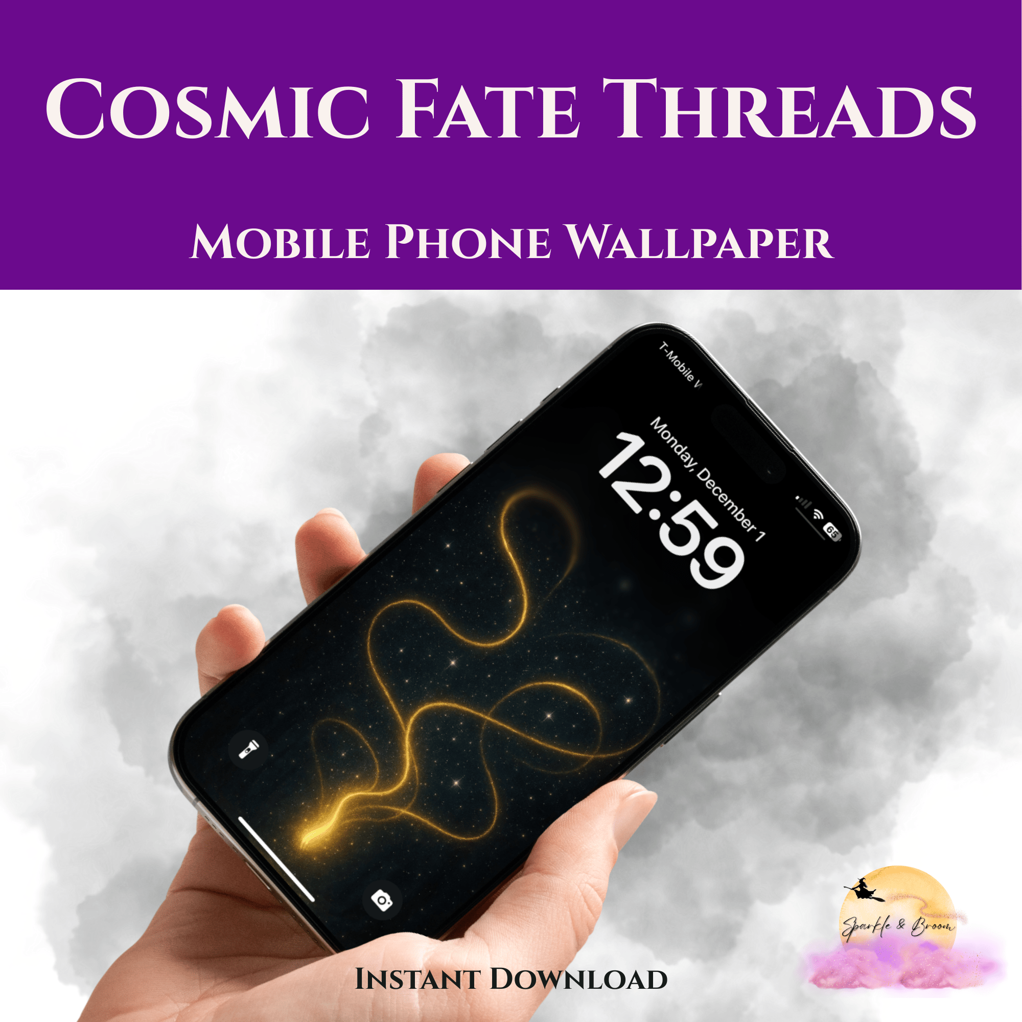 Cosmic Fate Threads — Manifestation Energy Phone Wallpaper - Payhip