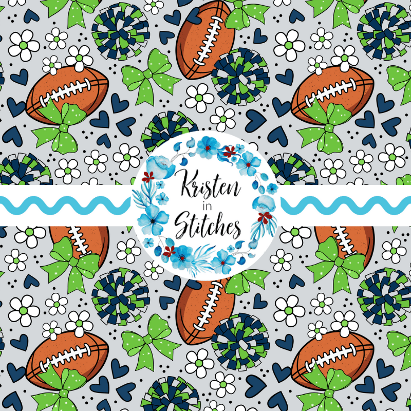 Football Cheer Bows and Pom Poms Seamless Pattern, Seattle Seahawks ...