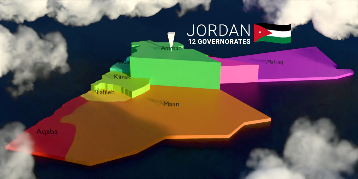 Jordan - 12 Governorates Map (3D Pre-rendered Images) - Payhip