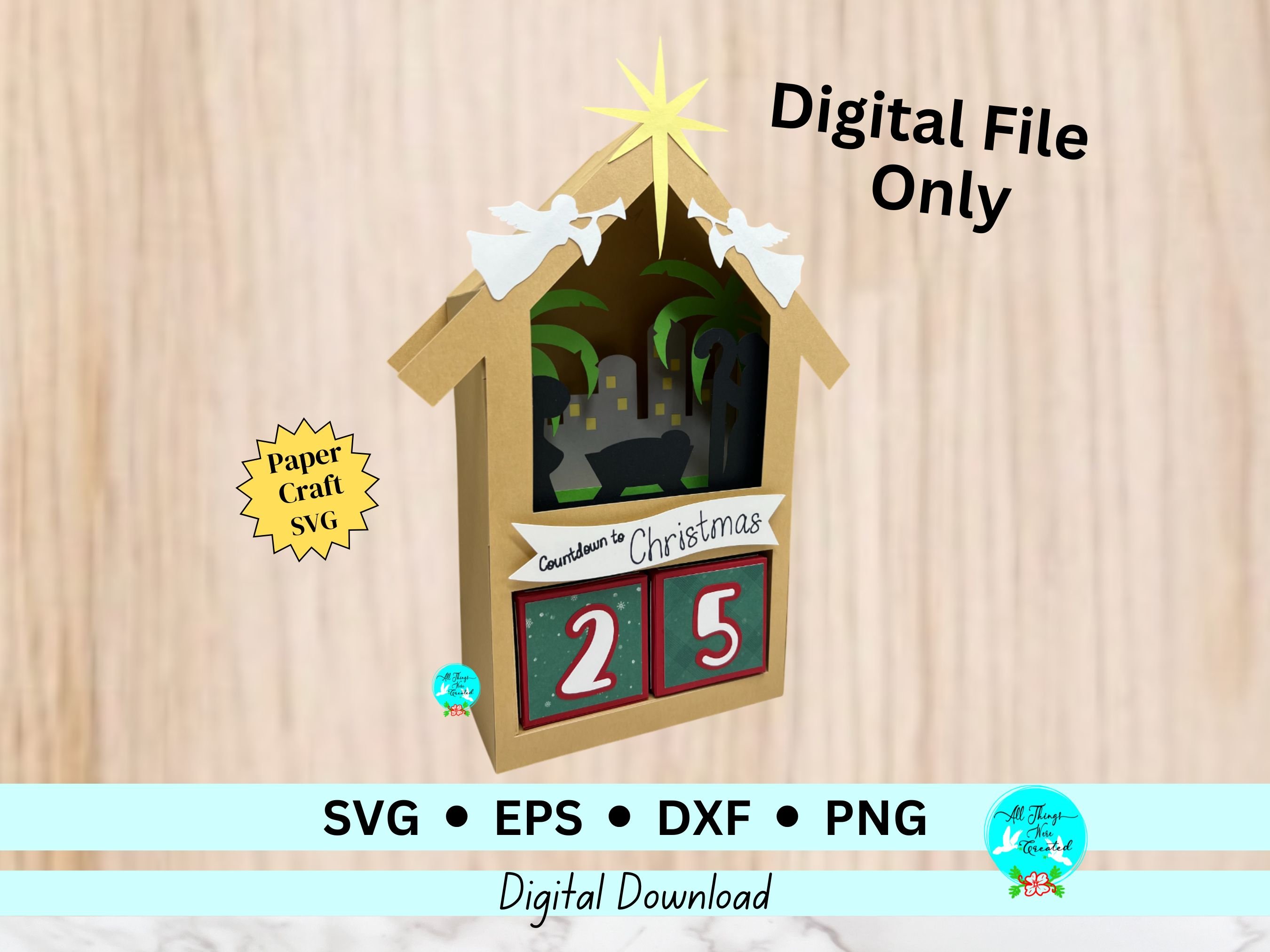 3D Nativity Countdown SVG Cut File, Christmas svg, 3D Paper Craft svg ...