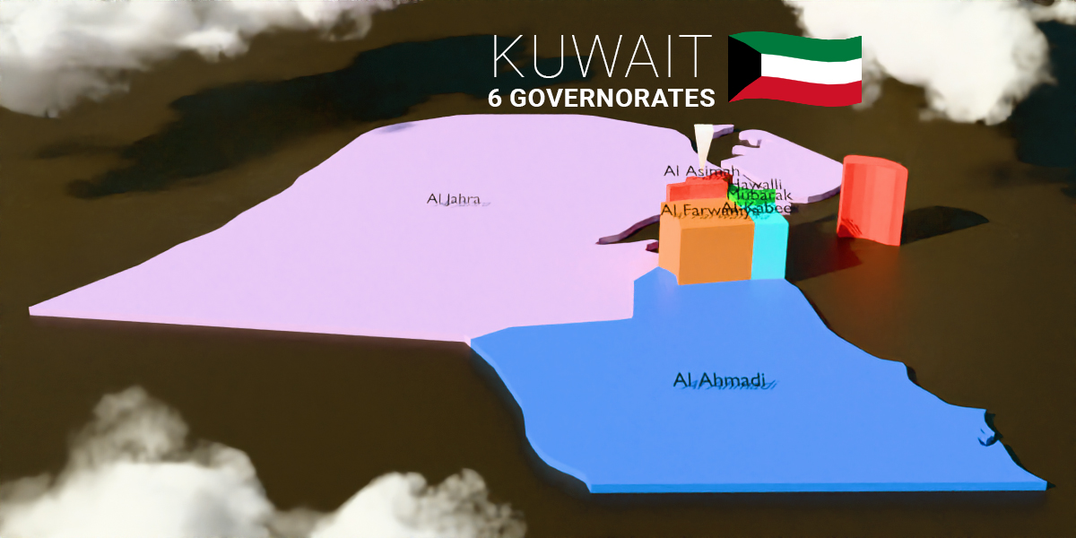 Kuwait - 6 Governorates Map (3D Pre-rendered Images) - Payhip
