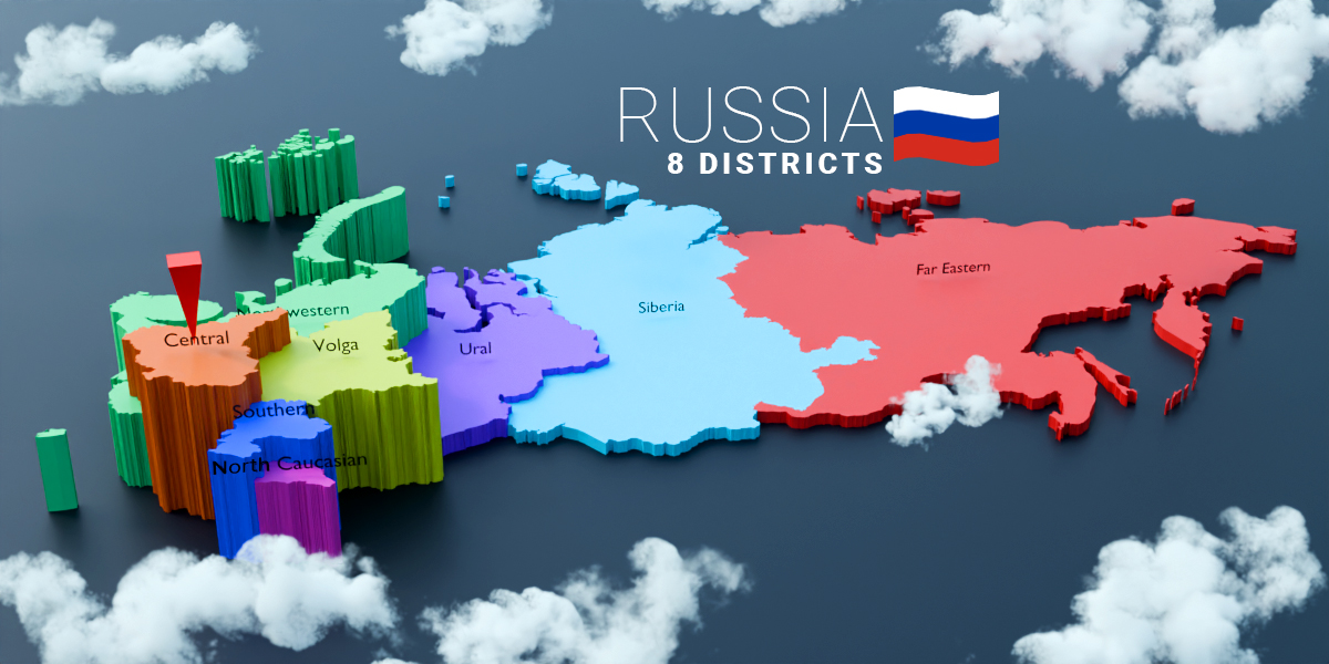 Russia - 8 Districts Map (3D Pre-rendered Images) - Payhip