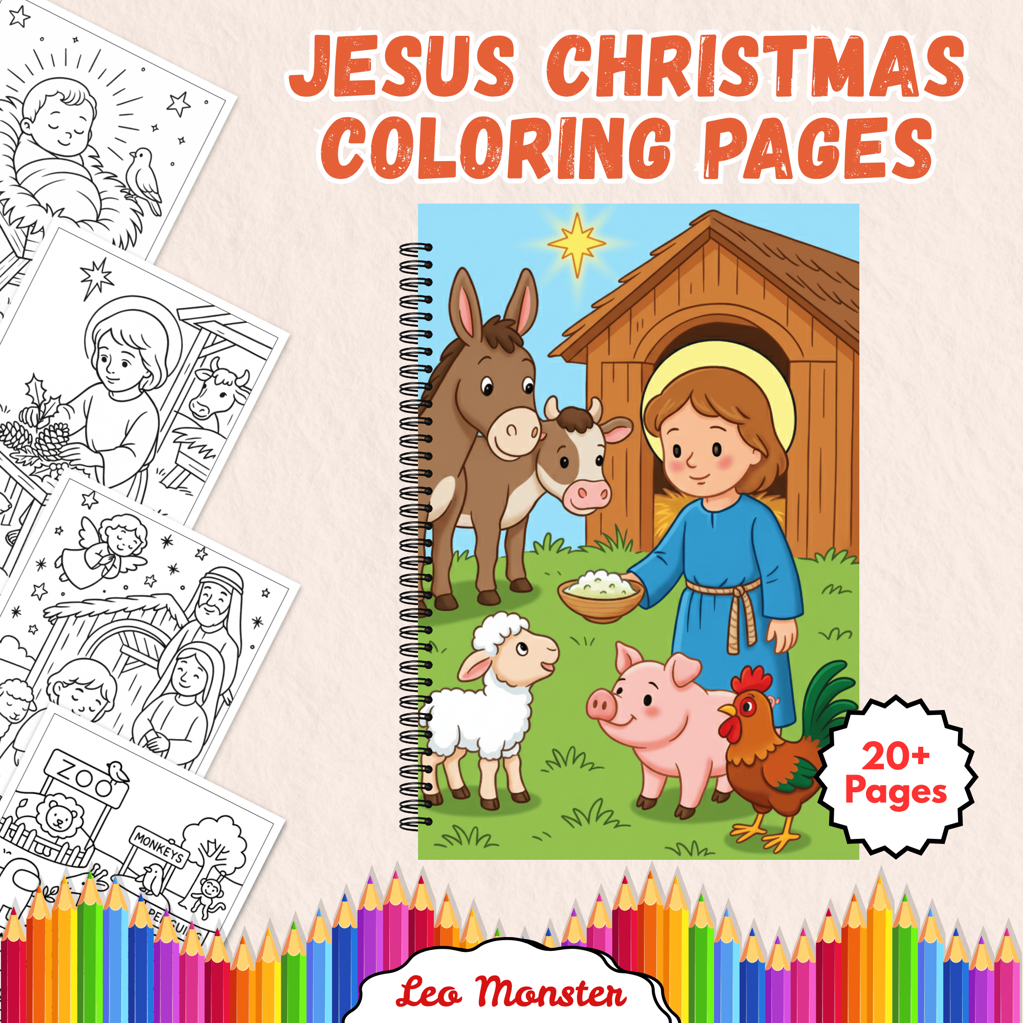 20 Jesus Christmas Coloring Pages - Payhip