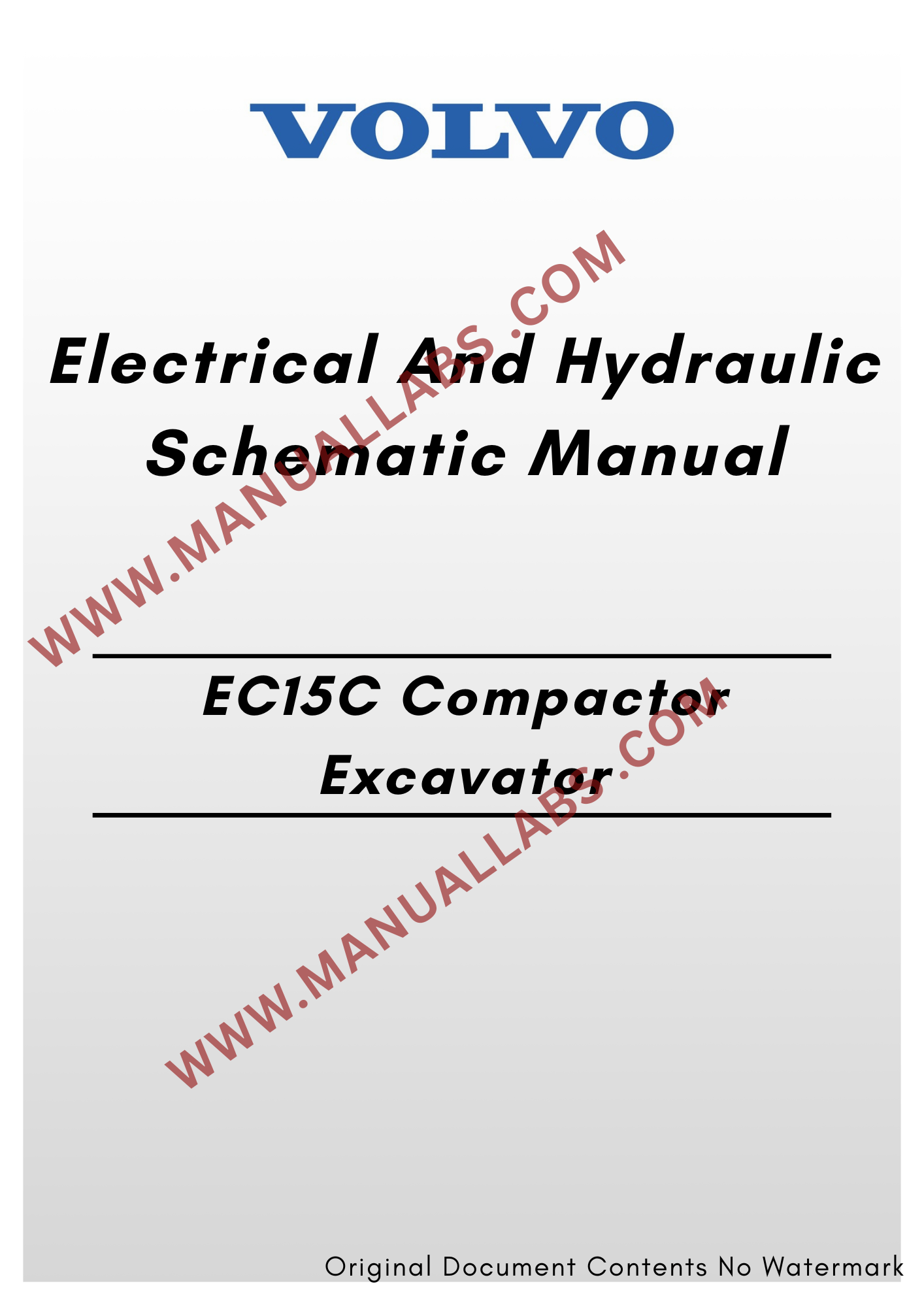 Volvo EC15C Compactor Excavator Electrical And Hydraulic Schematic manual