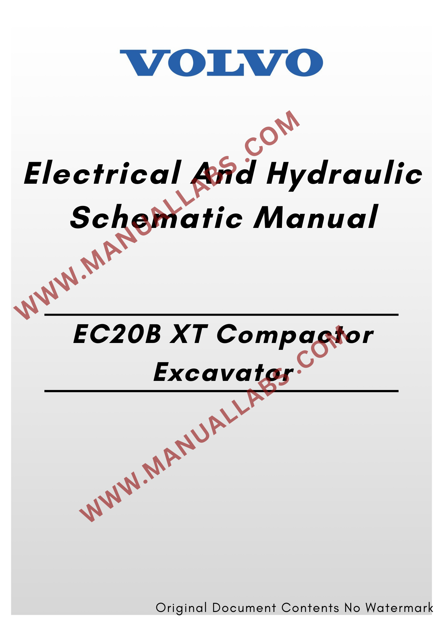 Volvo EC20B XT Compactor Excavator Electrical And Hydraulic Schematic ...