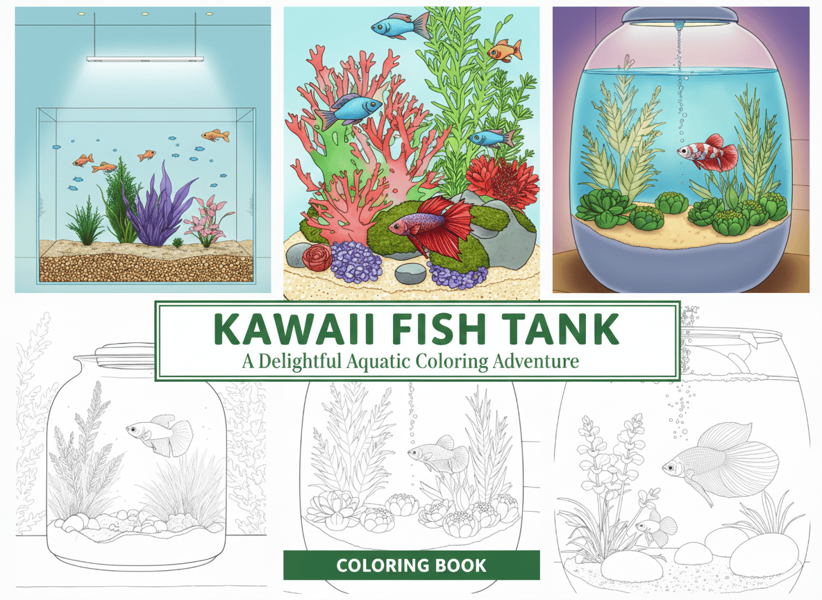 Create Your Dream Aquarium: Kawaii Fish Tank Coloring Book – 20 ...