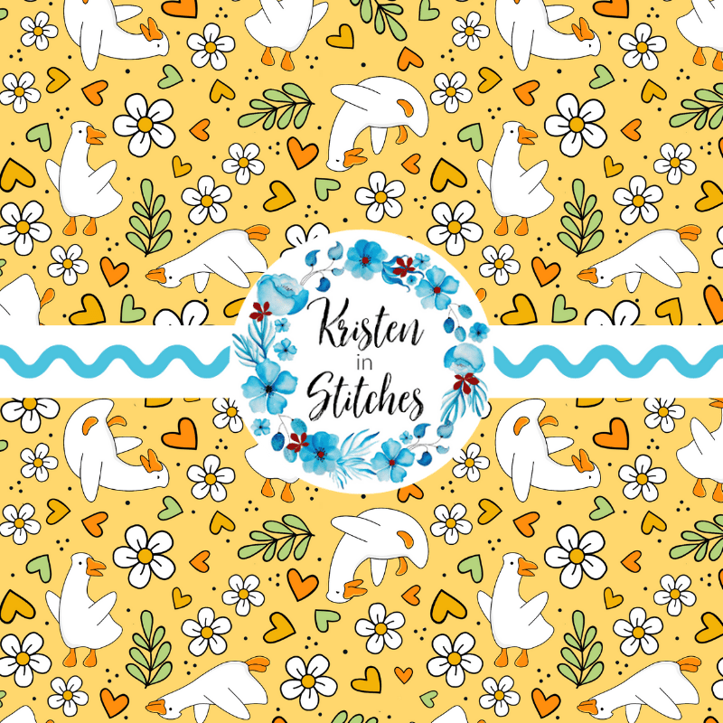 Silly Goose Floral Seamless Pattern, White Geese on Yellow - Payhip