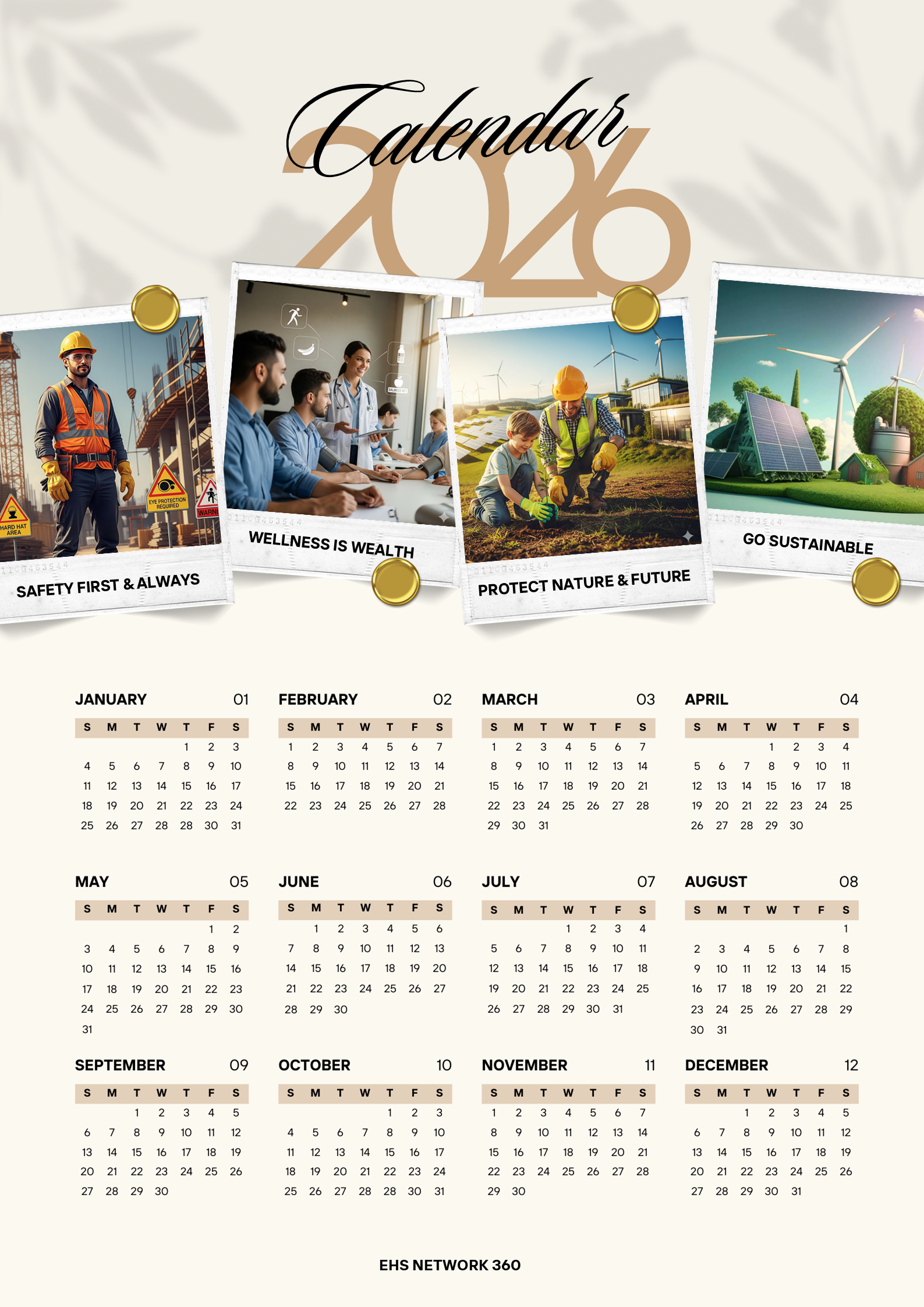 2026 Safety, Wellness & Sustainability Calendar – EHS Workplace Wall ...