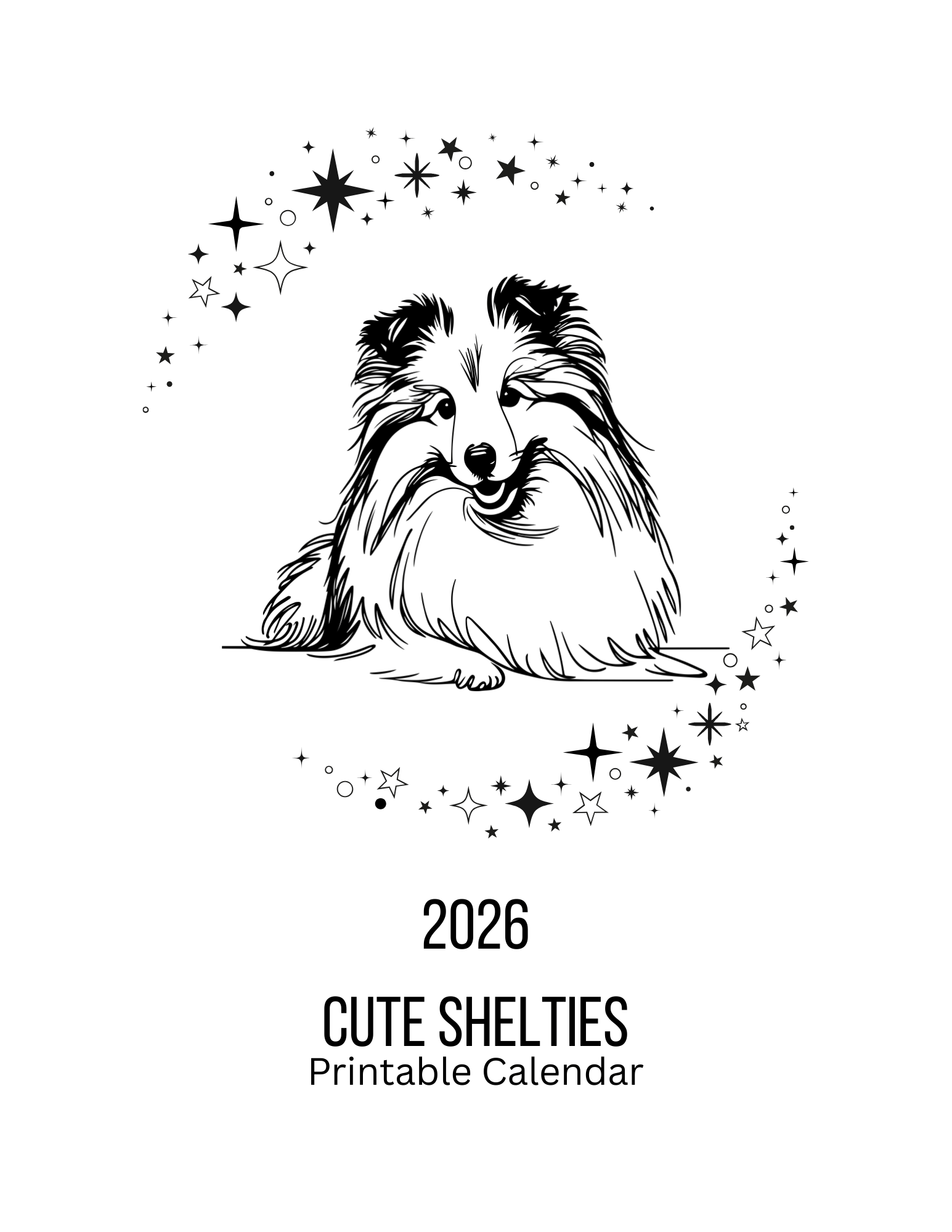 2026 CUTE SHELTIES PRINTABLE CALENDAR - Payhip