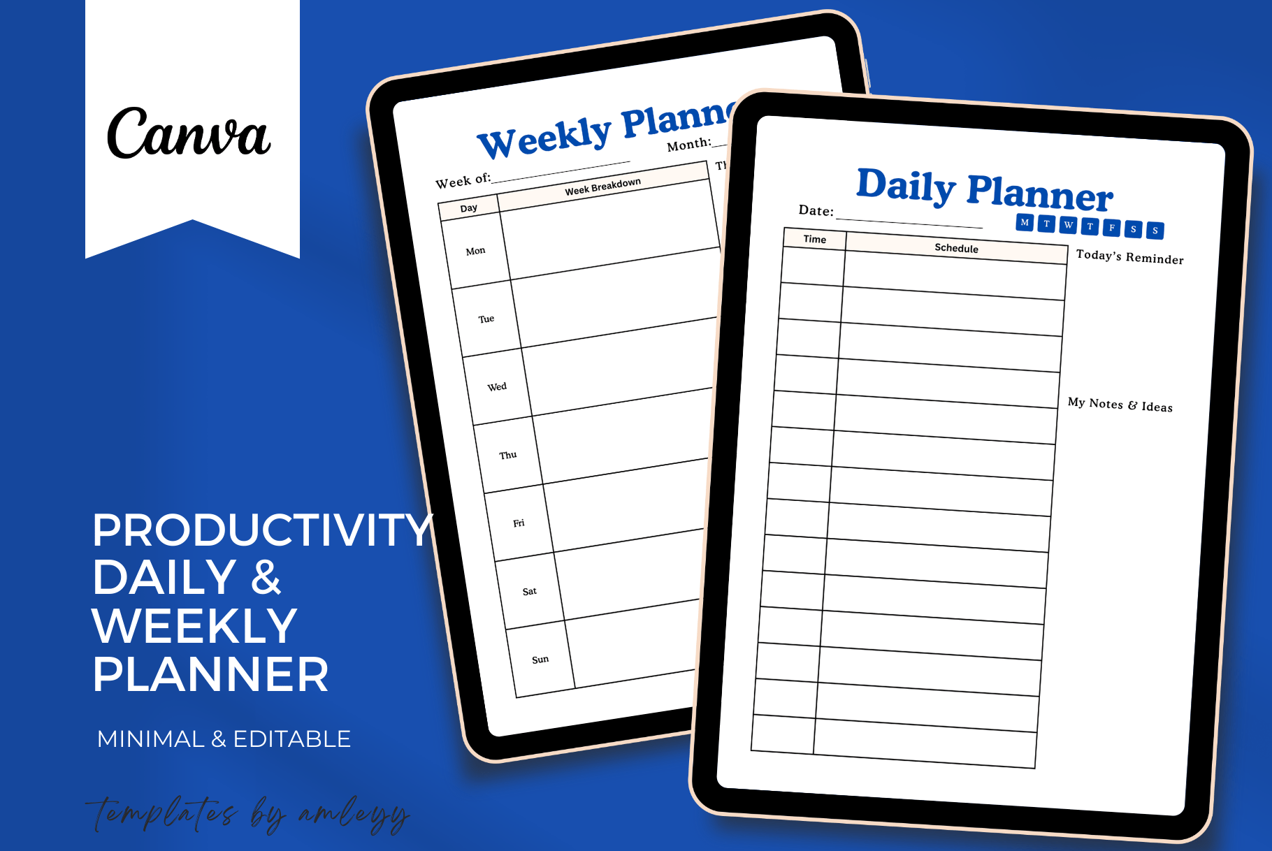 Productivity Weekly & Daily Planner Template – Editable Canva Planner ...