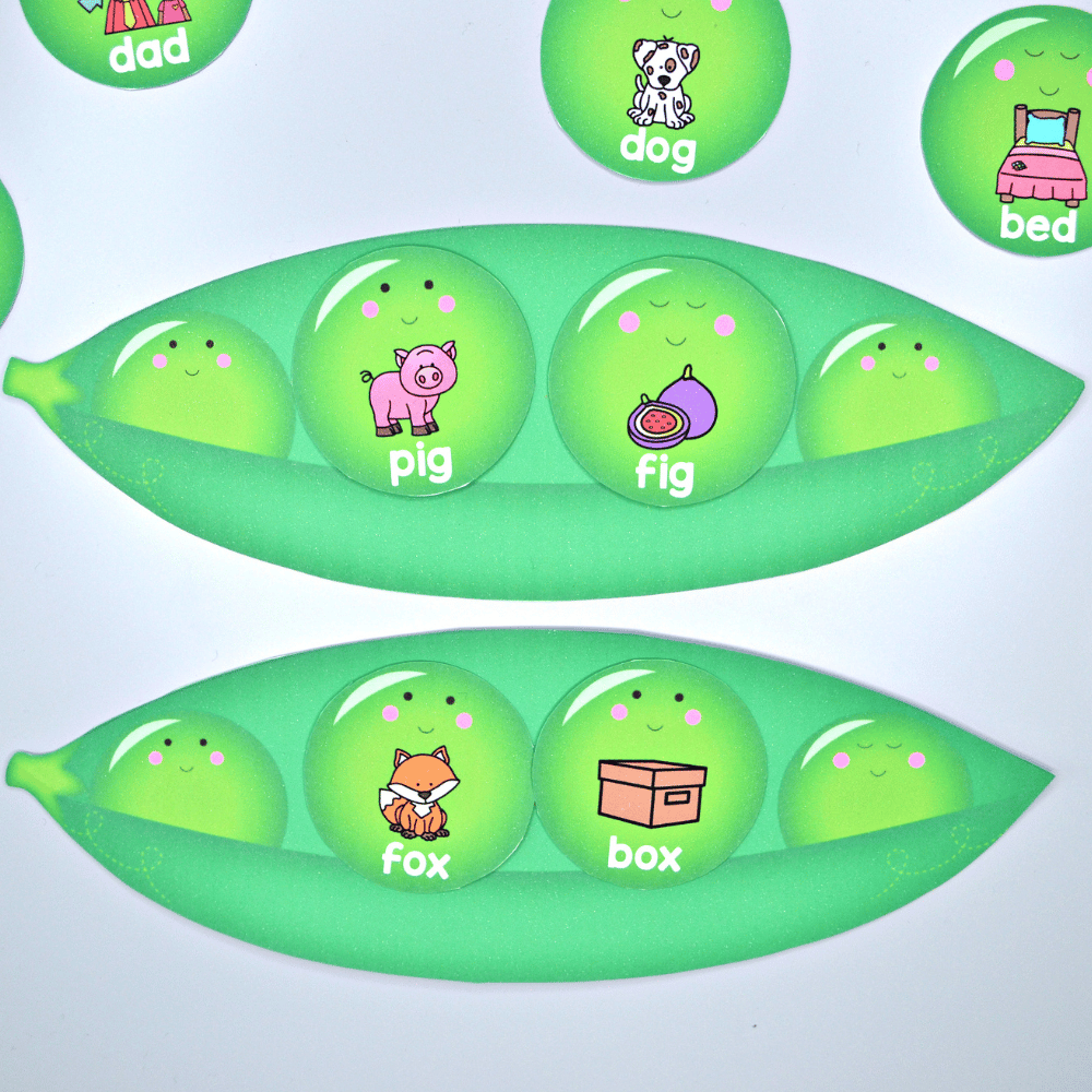 Peas in the Pod Rhyming CVC Word Match