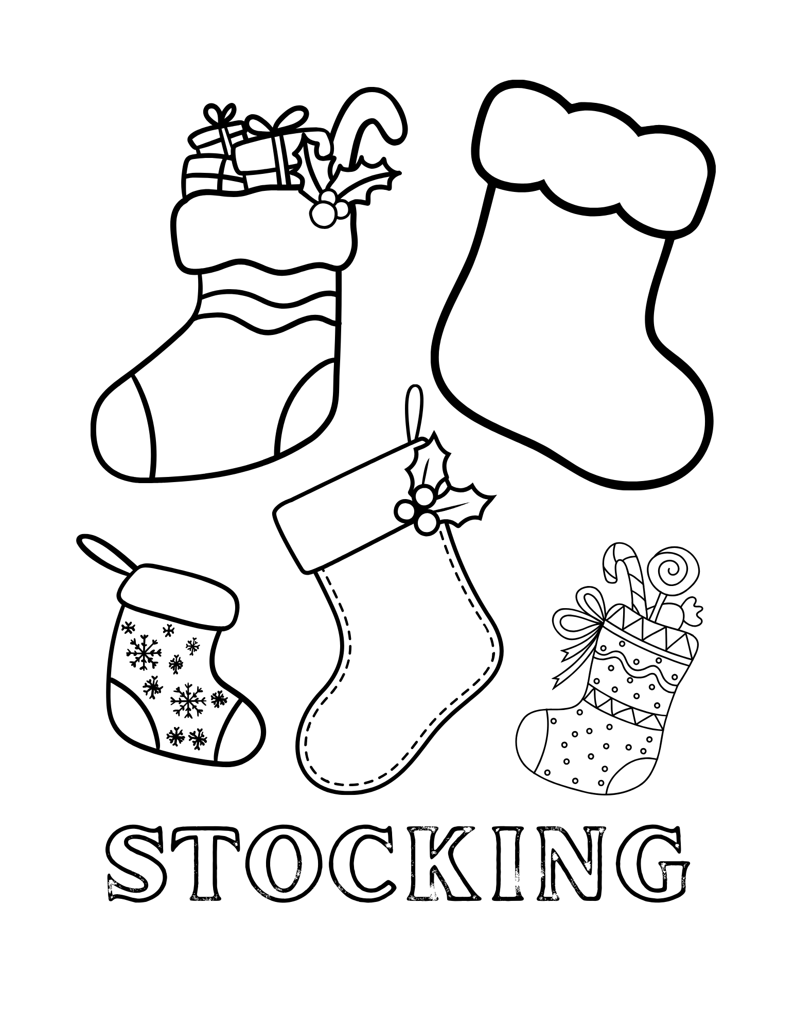 Christmas Stocking Coloring Page | Holiday Printable - Payhip